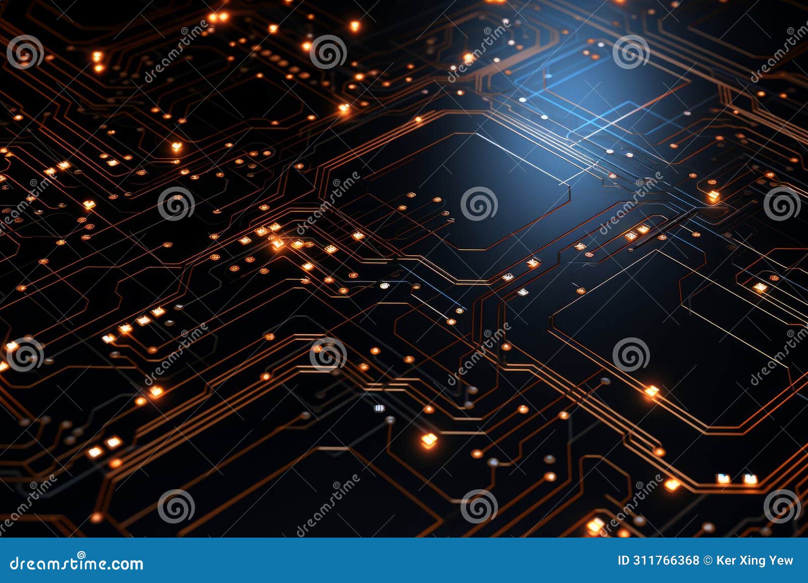 Circuitry Pattern on a Dark Background Stock Illustration ...
