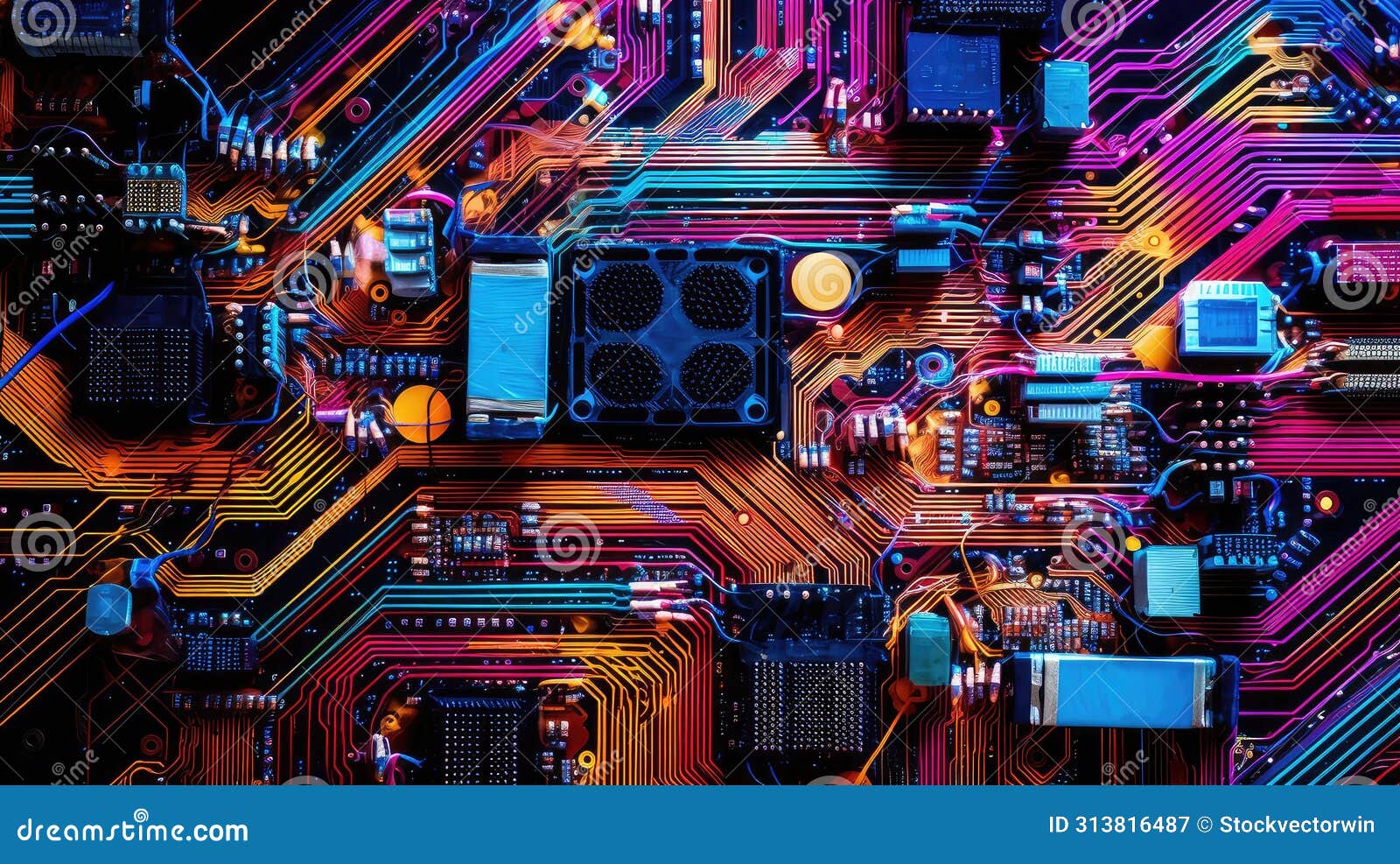 Circuitry Technology Colorful Stock Illustration - Illustration of ...