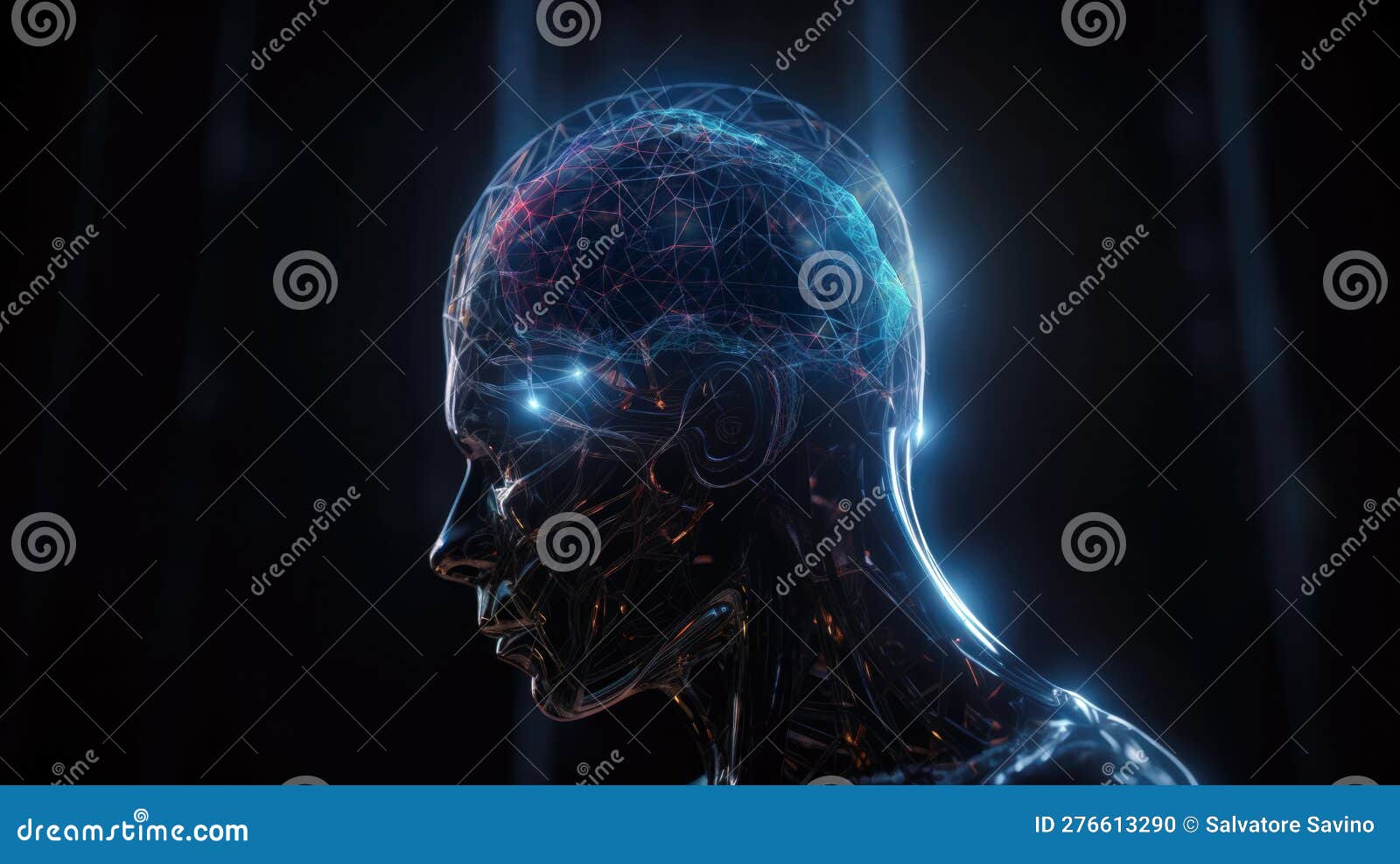 Circuitry and Wiring Visible on Intelligent Human Machine. Chat GPT ...