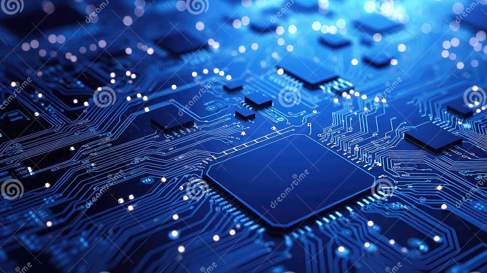 Circuits Blue Computer Technology Background Stock Illustration ...