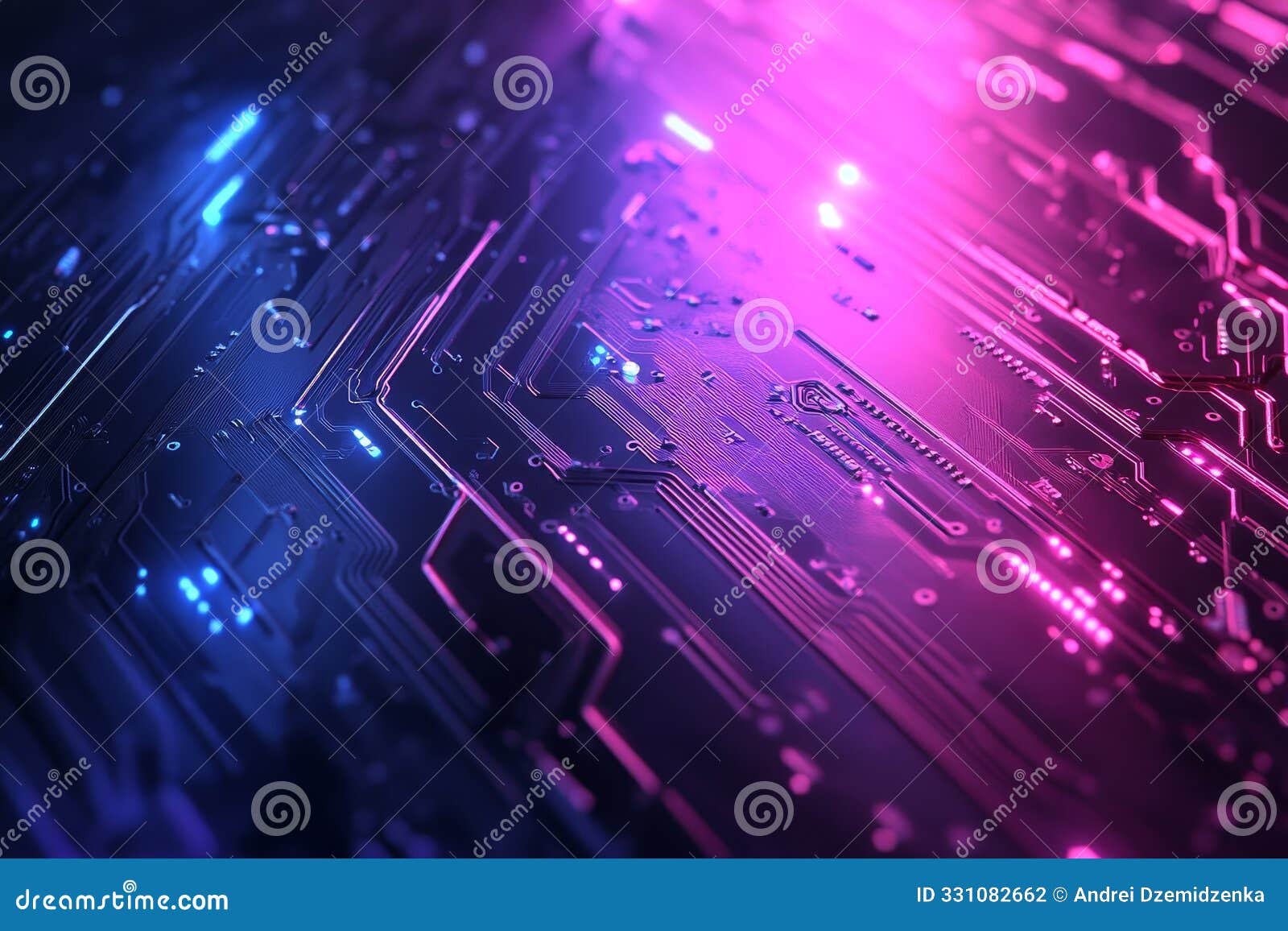 Circuits of Technology on an Abstract Background in Blue and Purple ...