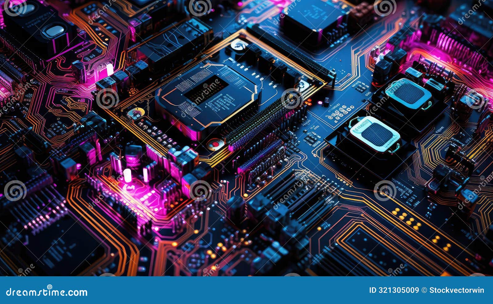 Circuits Technology Close Up Stock Illustration - Illustration of ...