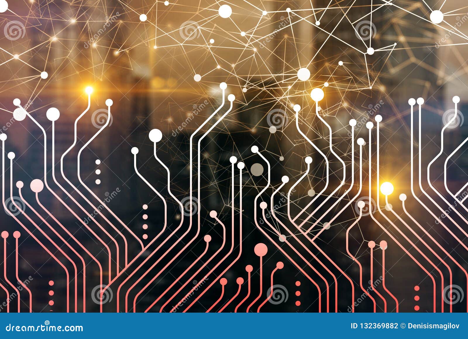 Circuits in yellow city stock illustration. Illustration of background ...