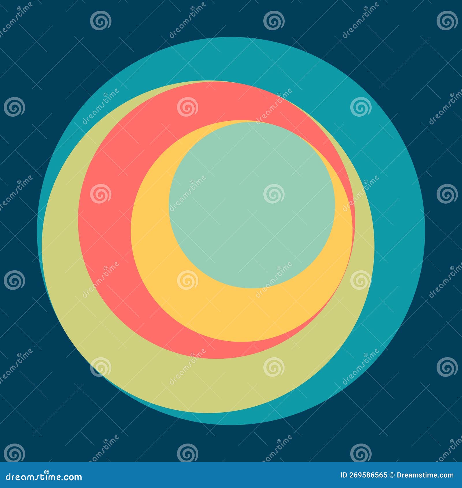 Circular Abstract Art Background with Retro Colourful Color Stock ...
