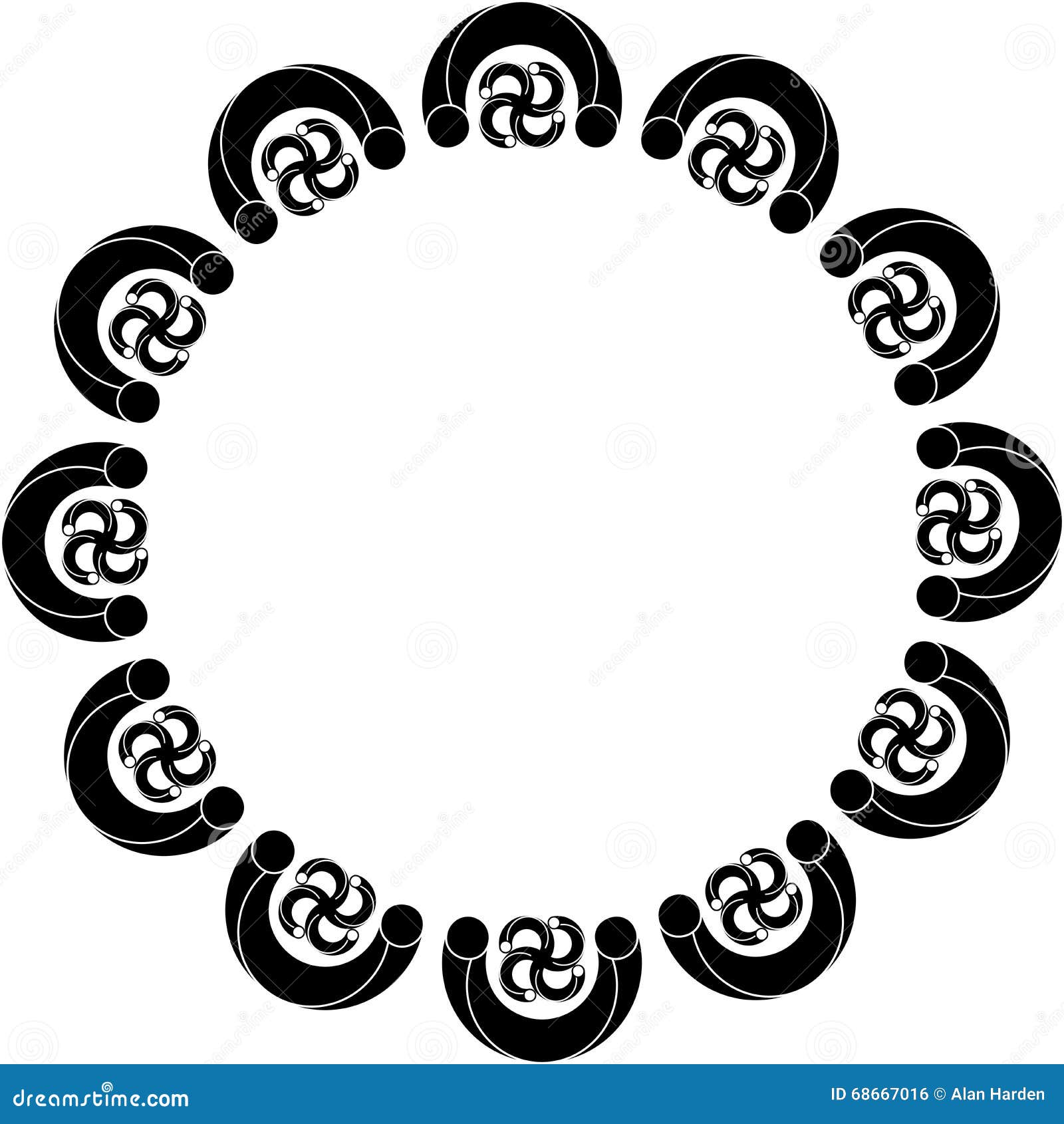 Circular Abstract Design with Curved Objects Stock Illustration ...