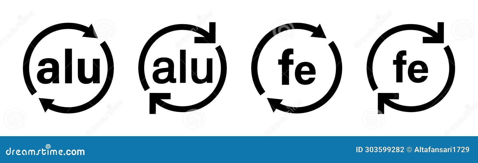 Circular Aluminium and Iron Recycling Code Icon Set Stock Vector ...
