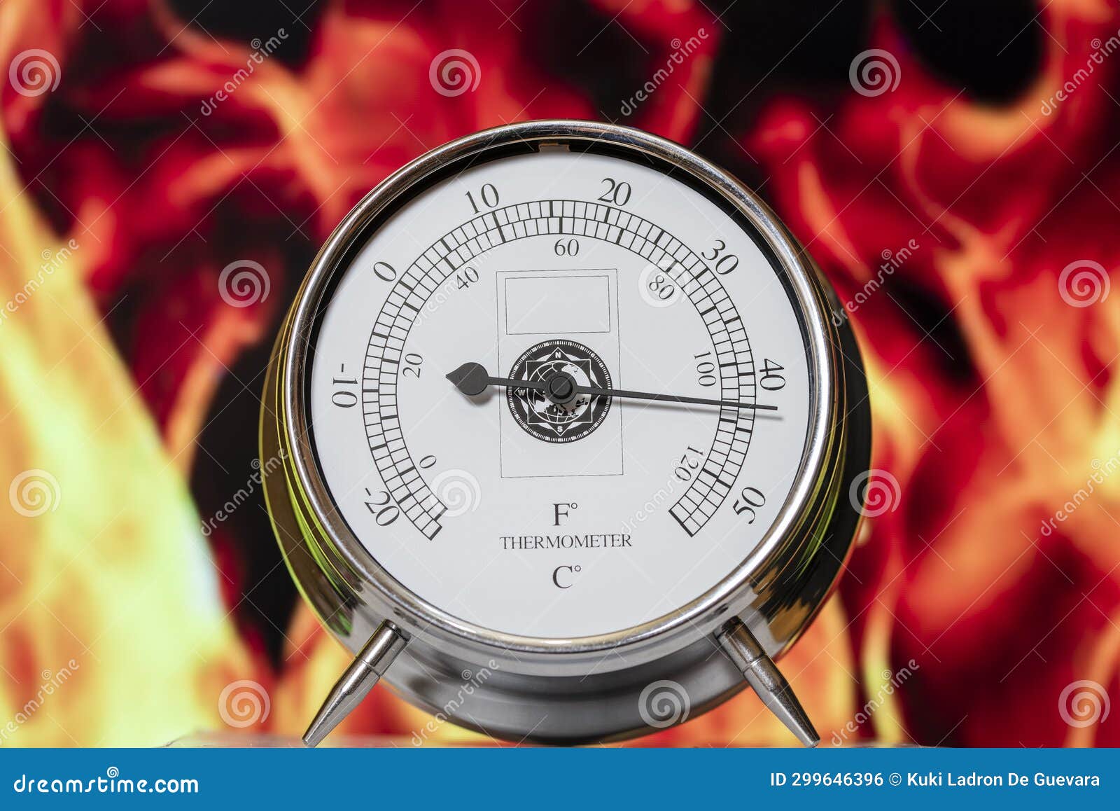 Circular Analog Thermometer Marking 43 Degrees Stock Photo - Image of ...