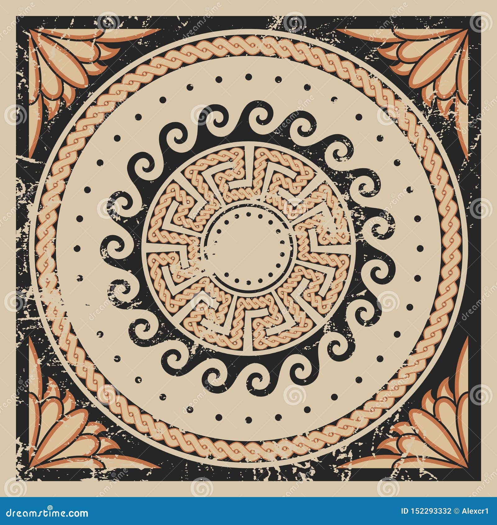 Circular Ancient Ornament Meander. Stock Vector - Illustration of ...