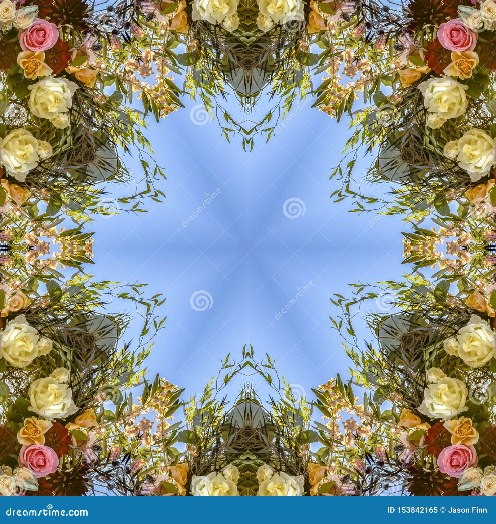 Circular and Angular Floral Design with Colorful Flowers from a Wedding ...