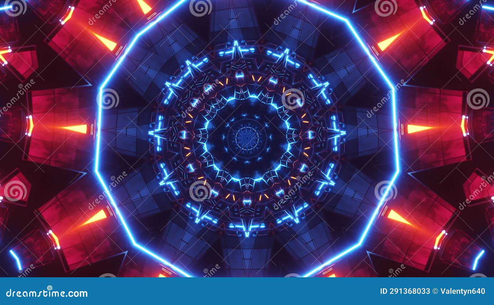 Circular Animation of Pattern with Neon Lights in the Center ...