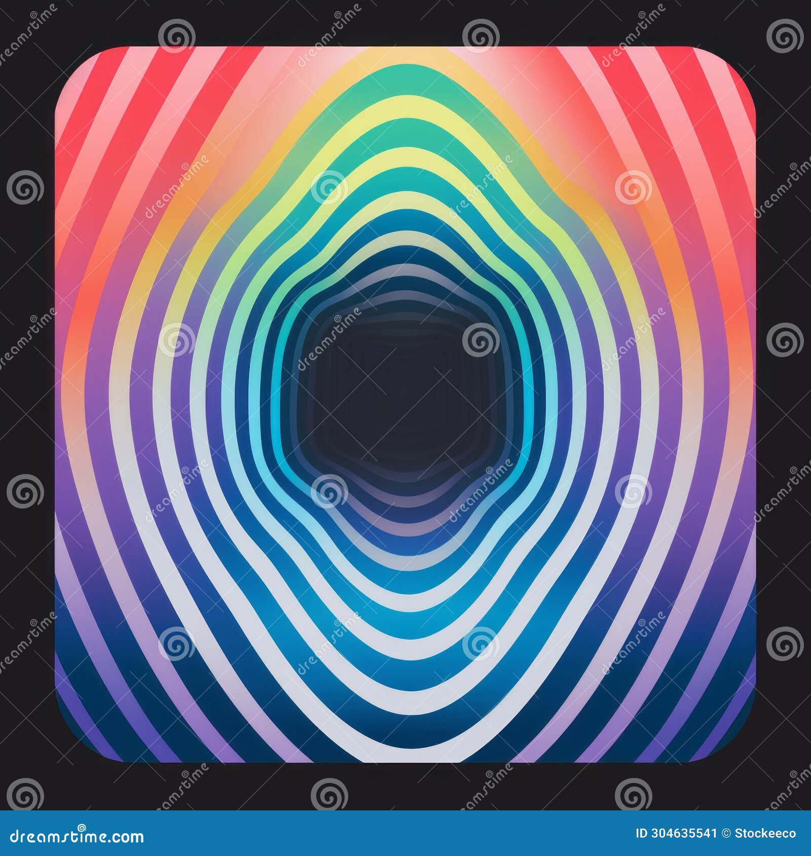 Minimalist Op Art App Icon with Rainbow Striped Swirls Stock ...