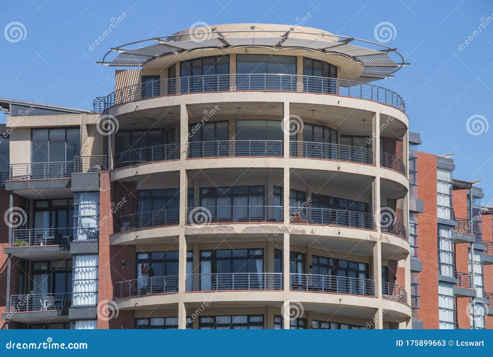 Circular Architectural Portion of Tall Building Stock Image - Image of ...