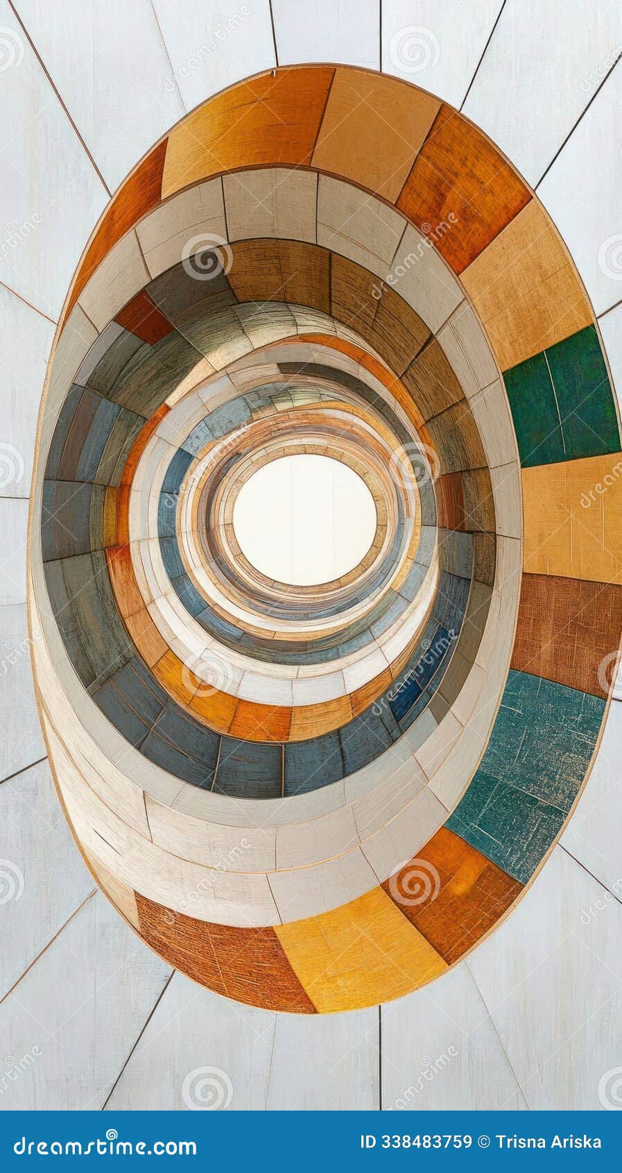 A Circular Architectural Structure with Colorful Wooden Panels Creating ...