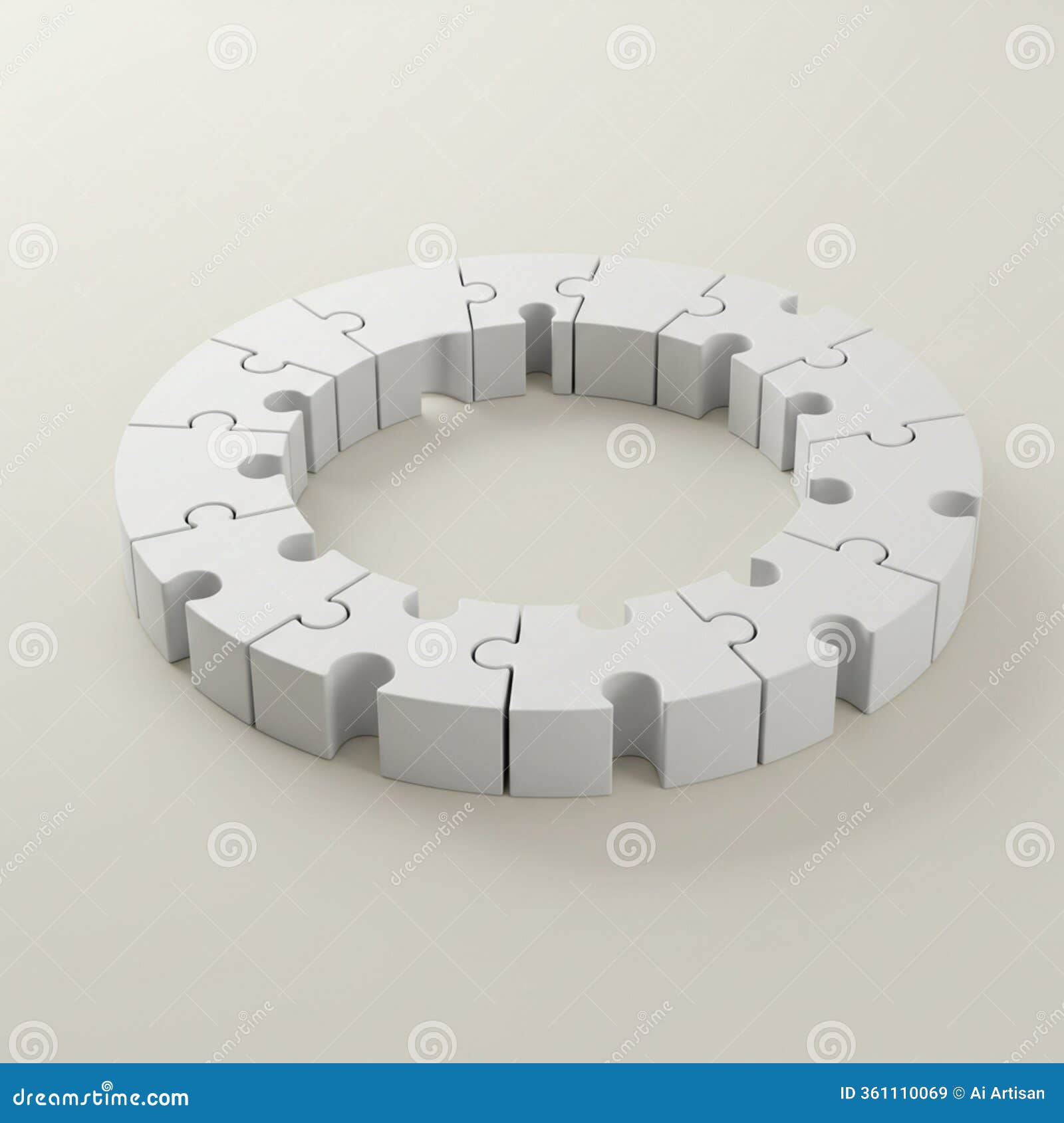 Circular Arrangement of Interlocking White Puzzle Pieces Forming a ...