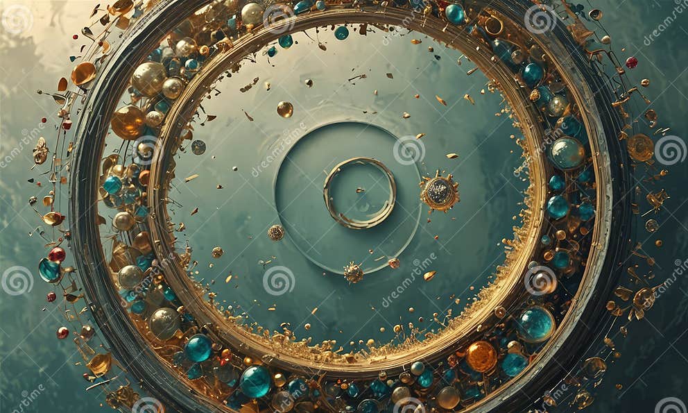 Circular Arrangement Multicolored Spheres and Central Ring Creates ...