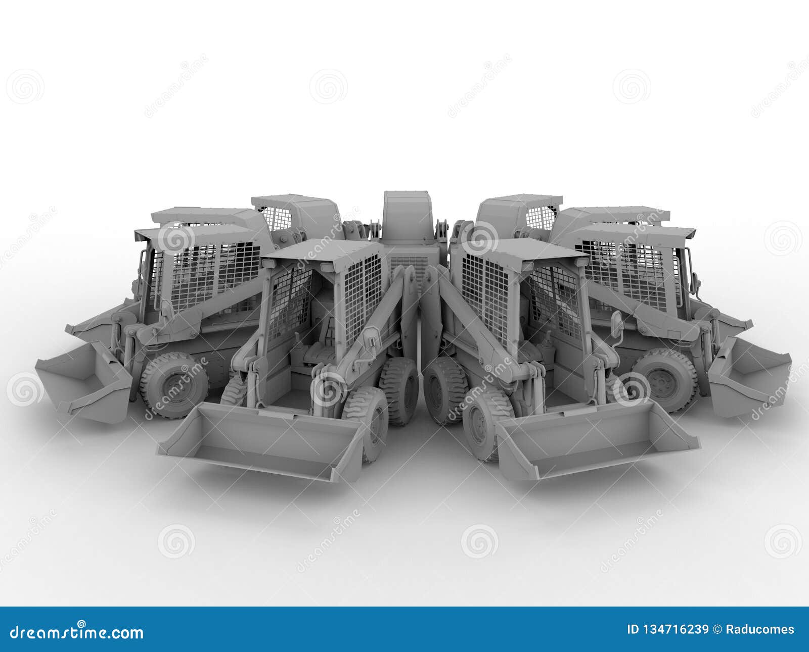 Circular Array - Fleet of Small Bulldozers Stock Illustration ...