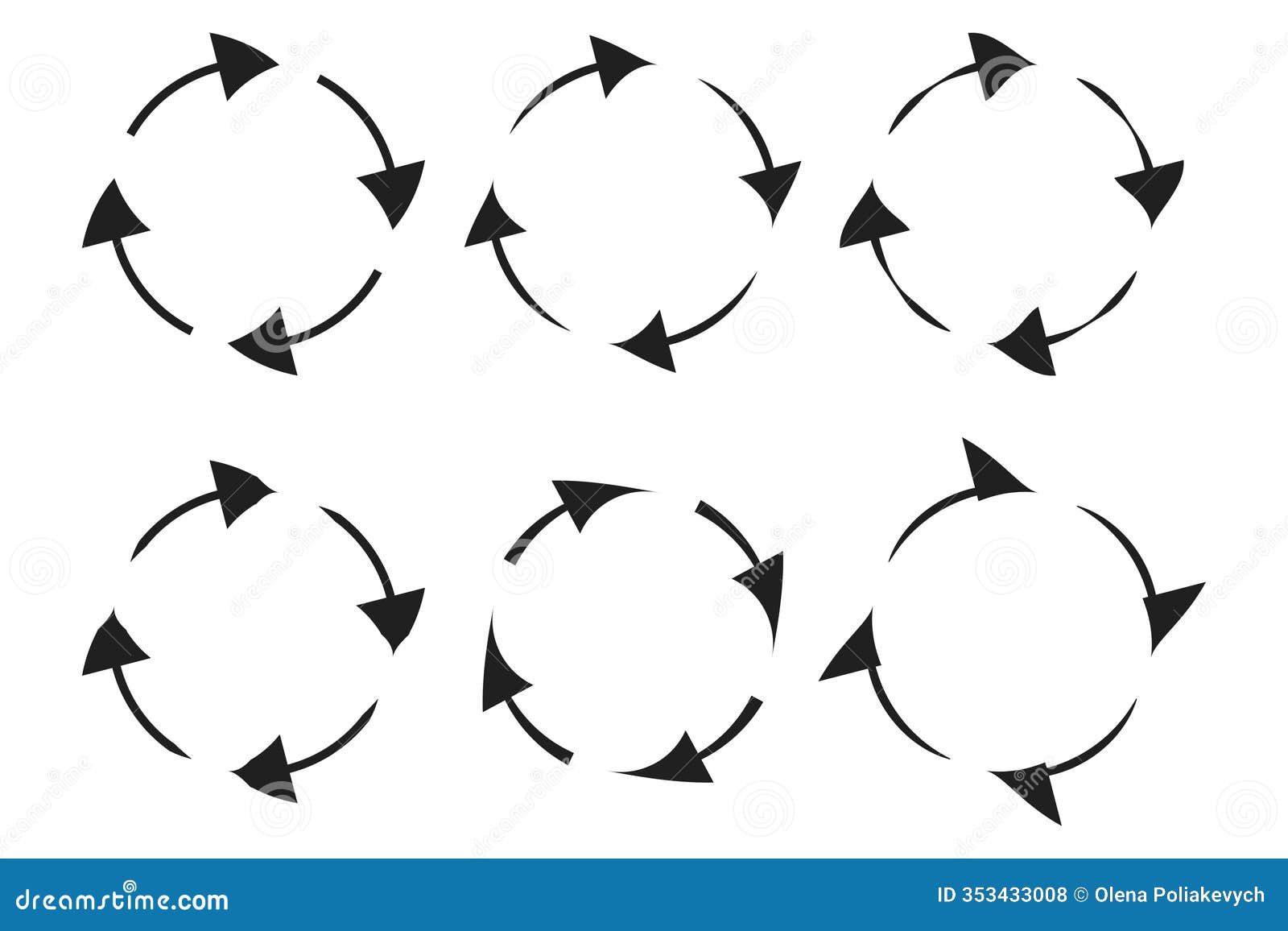 Circular Arrow Forms. Rotational Flow Symbols. Abstract Circular Motion ...