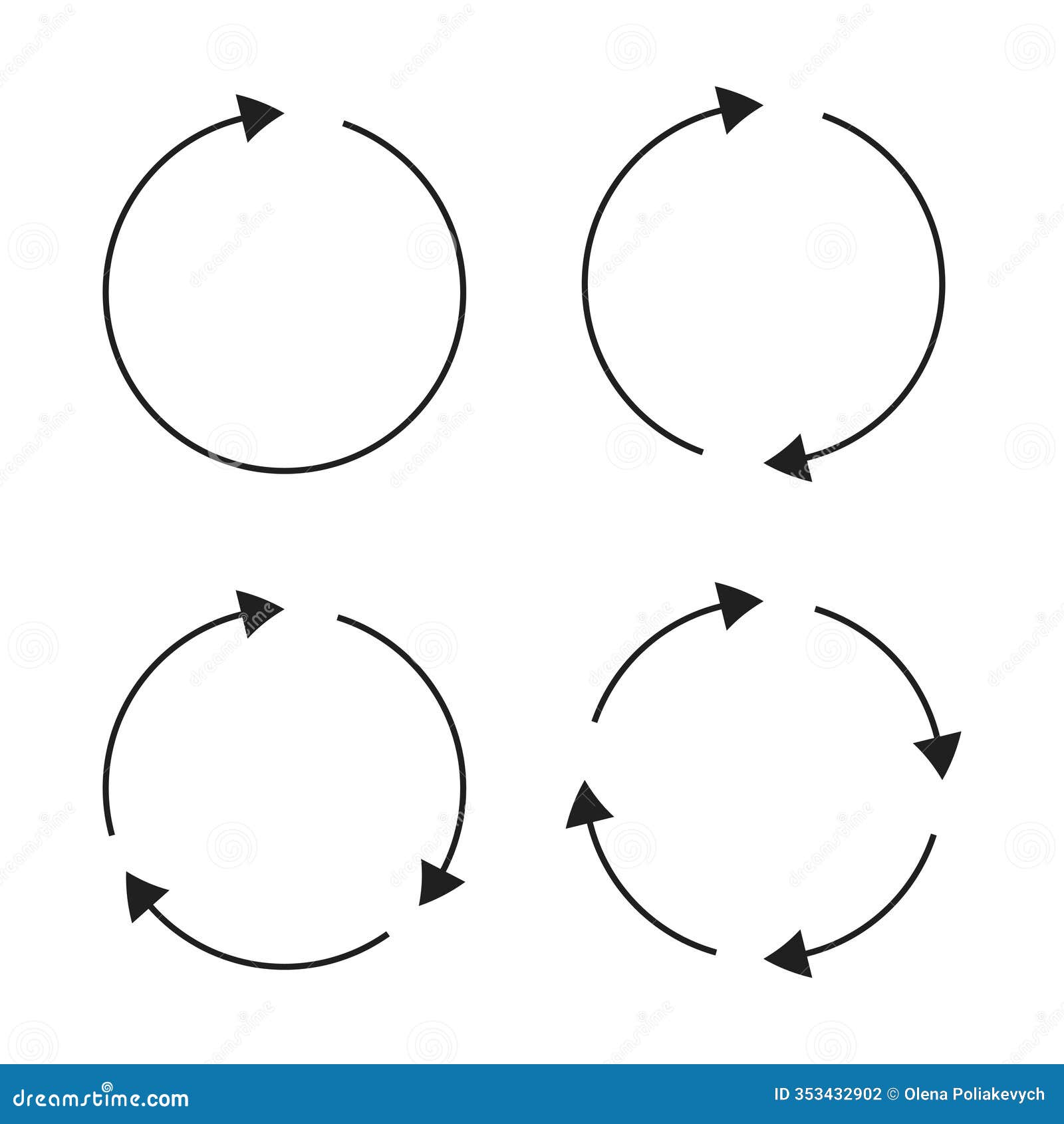 Circular Arrow Forms. Rotational Flow Symbols. Abstract Circular Motion ...