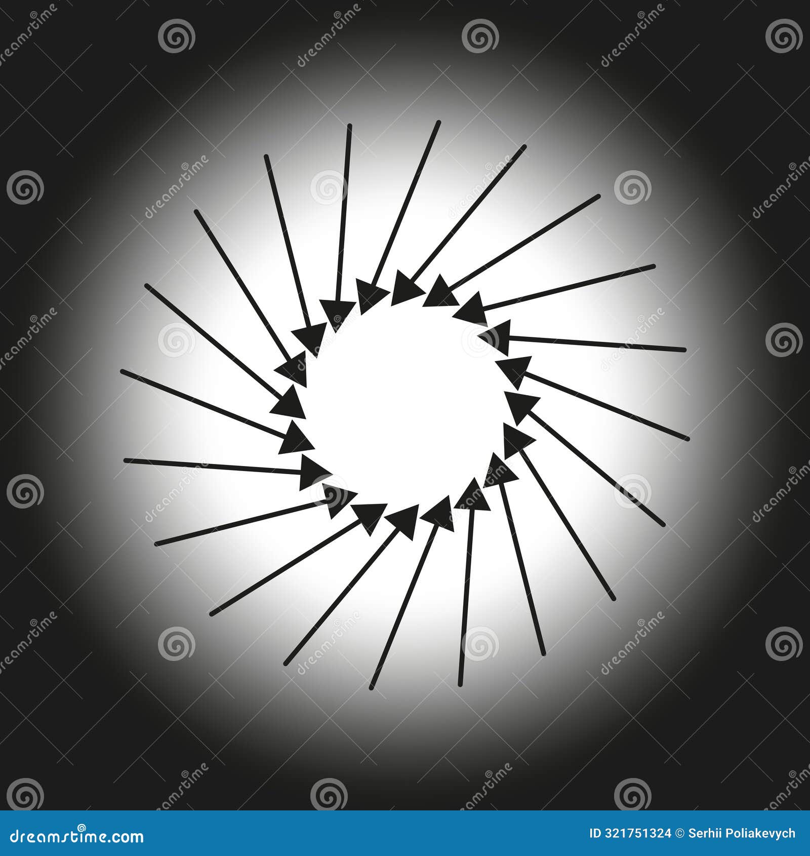 Circular Arrow Pattern. Abstract Vector Design. Black and White ...