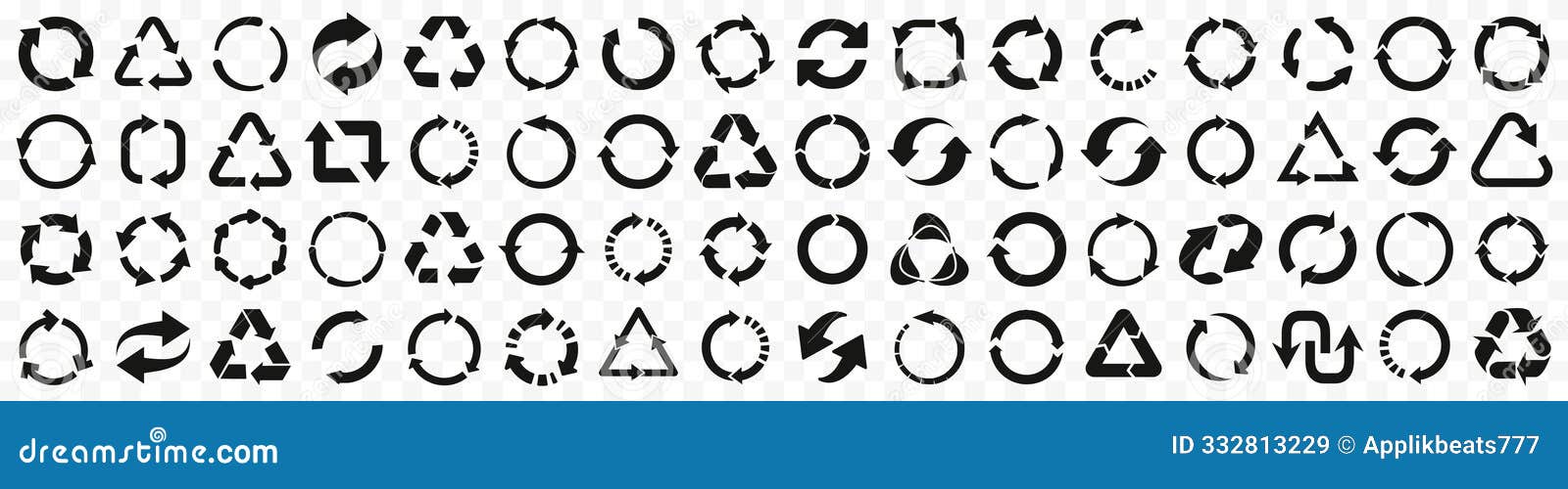 Circular Arrow Pictogram Collection Black Arrow Icons Recycle Refresh Reload Loading Loop