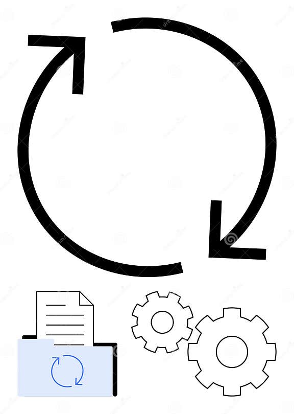 Circular Arrows with Document, Gears for Updates or Process ...