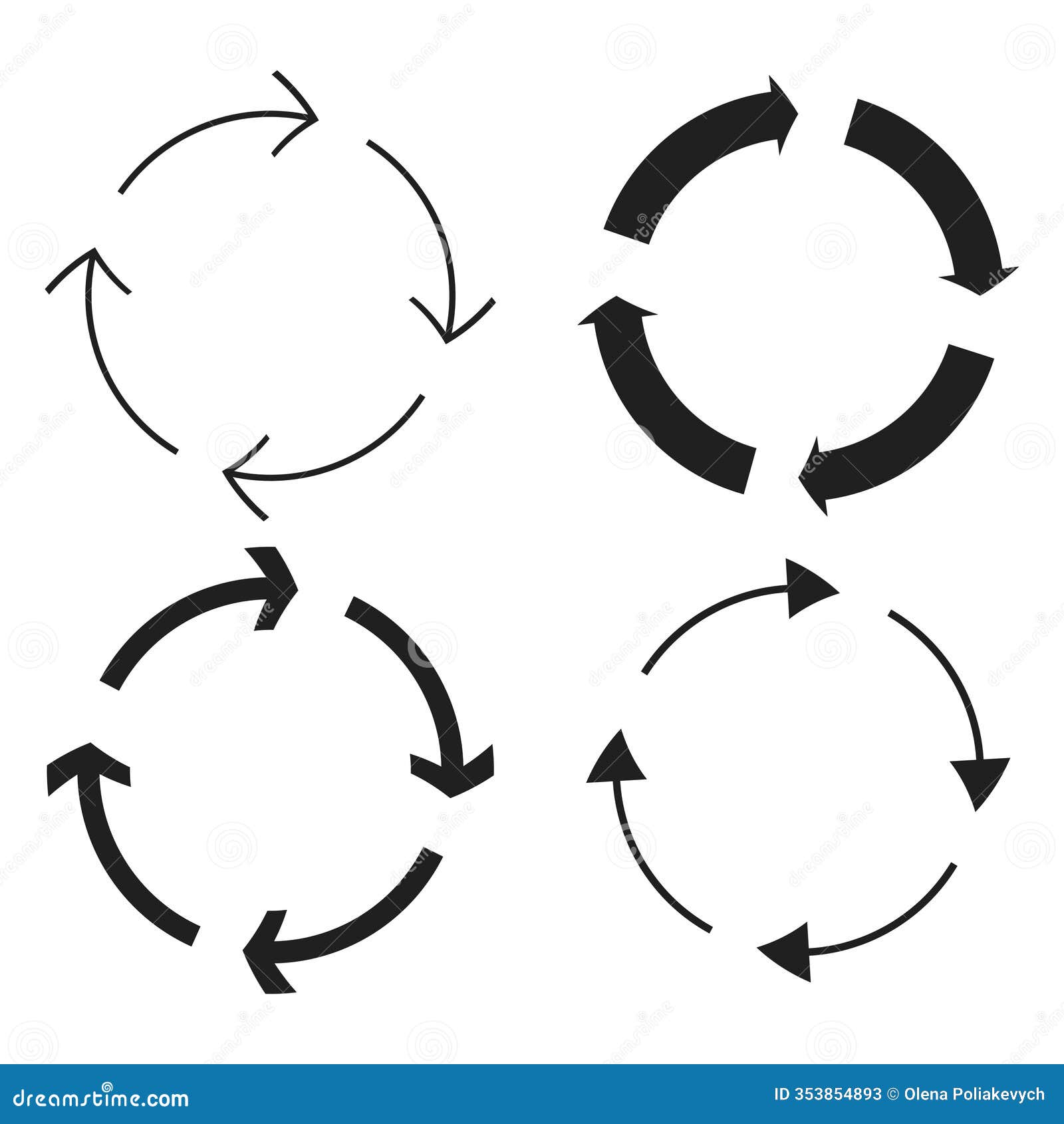 Circular Arrows Icon. Black Cycle Rotation. Minimal Direction Symbols ...