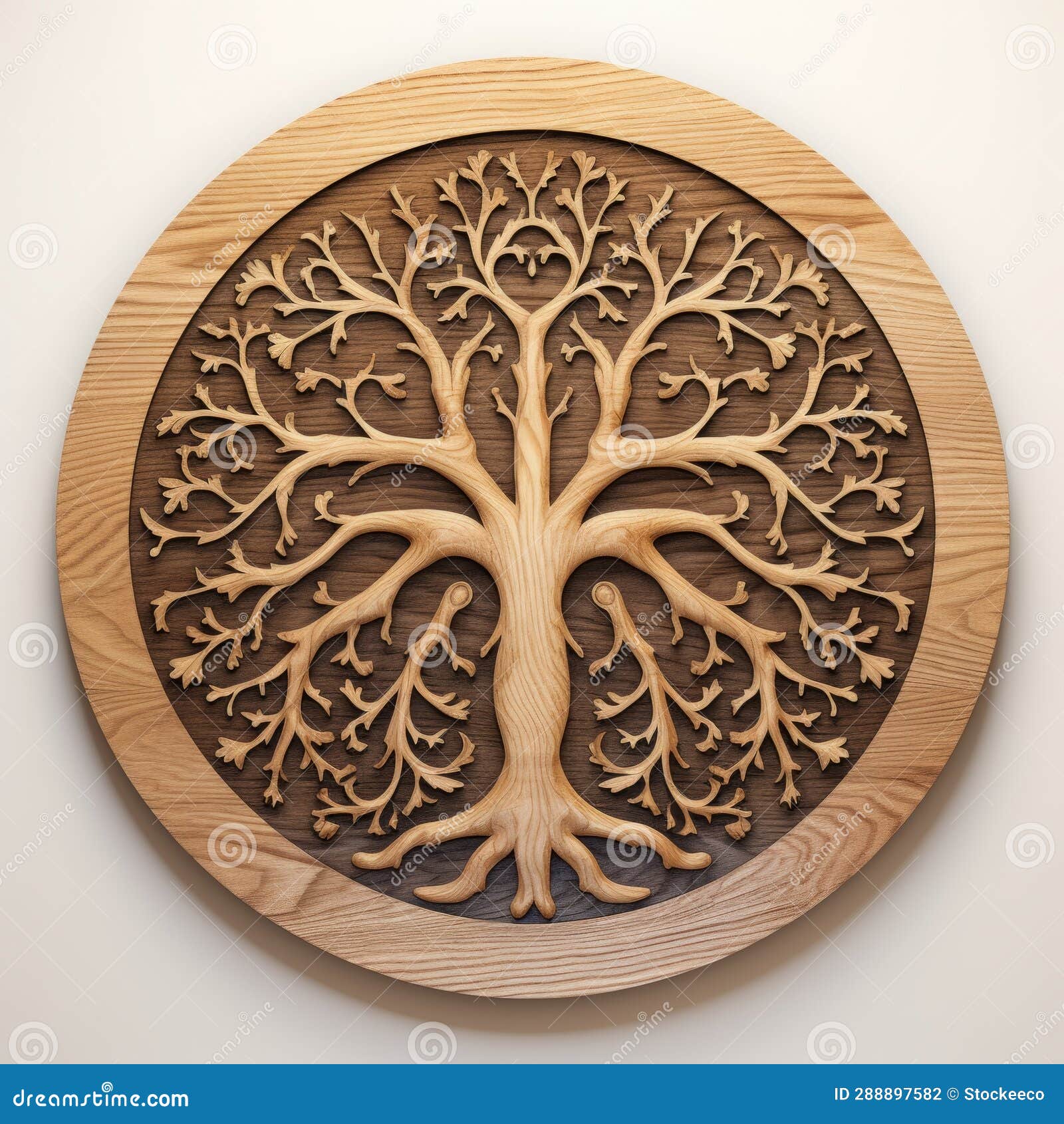 Photorealistic 3d Wooden Wall Art: Tree of Life with Symmetrical Oak ...