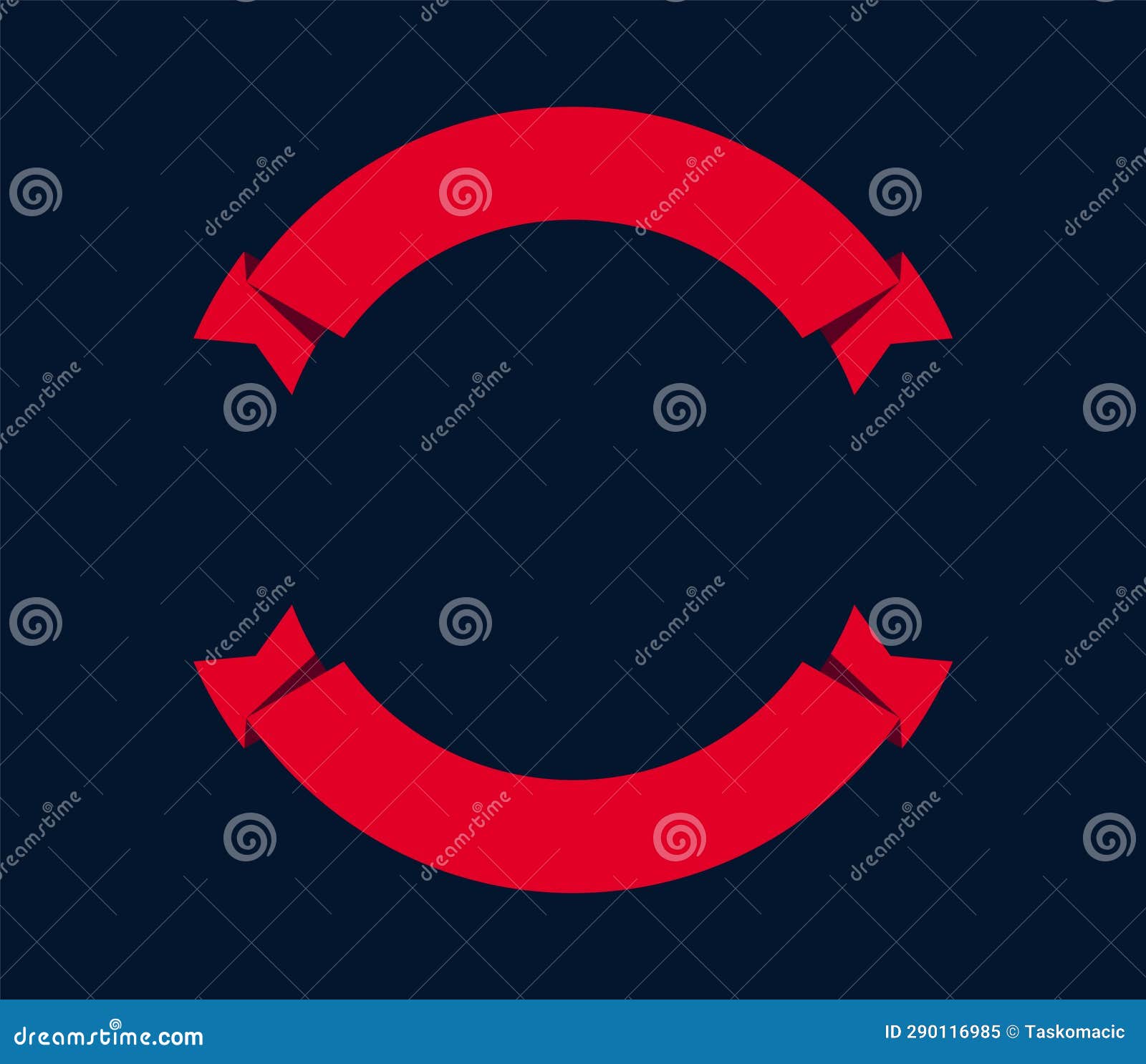 Circular Banner Logo Template. Two Red Rounded Ribbons with Space in ...
