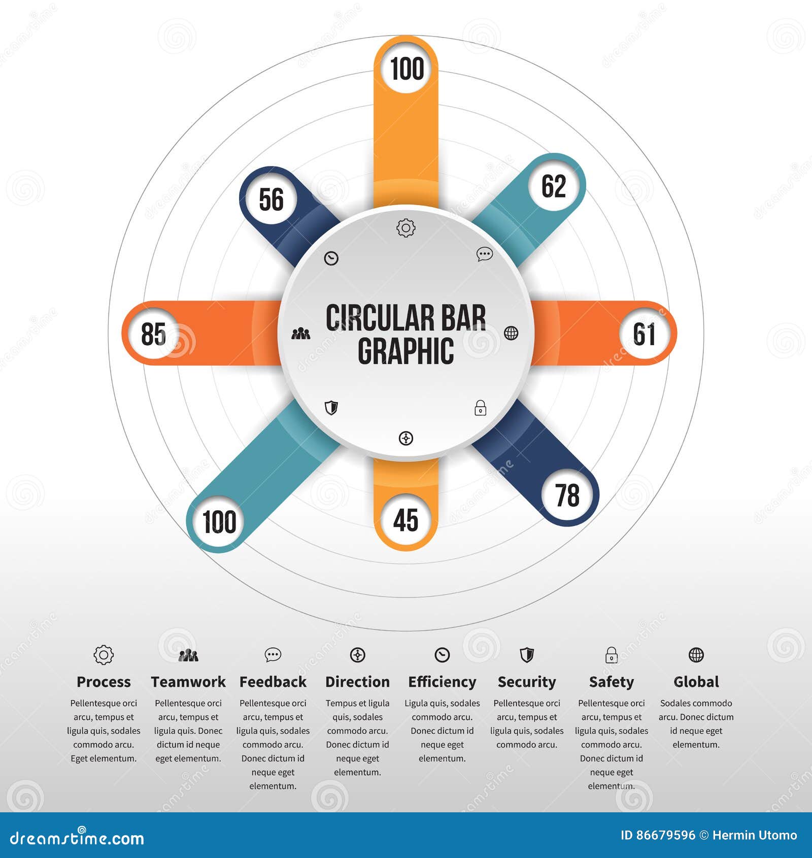 Circular Bar Graphic stock vector. Illustration of graphic - 86679596