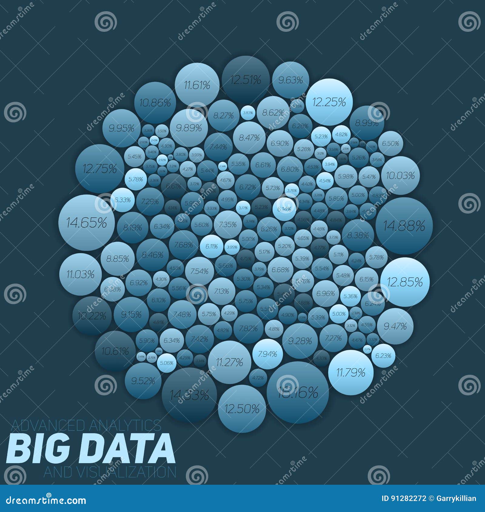 Big Data Blue Background Vector Illustration. Information Streams Center Visualization. Digital ...