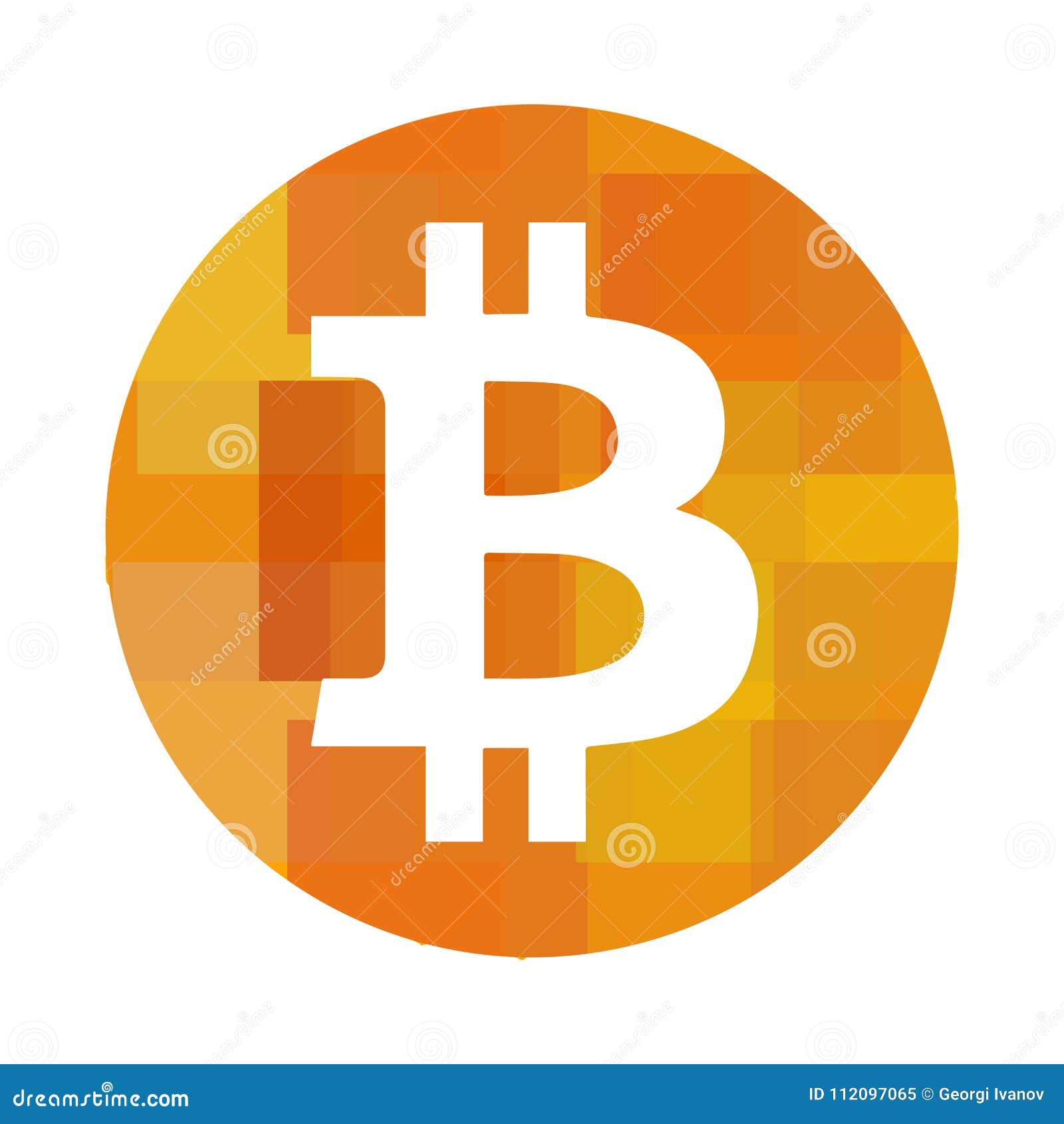 Circular, Bitcoin Logo/icon. Overlapping Yellow And Orange Squares ...