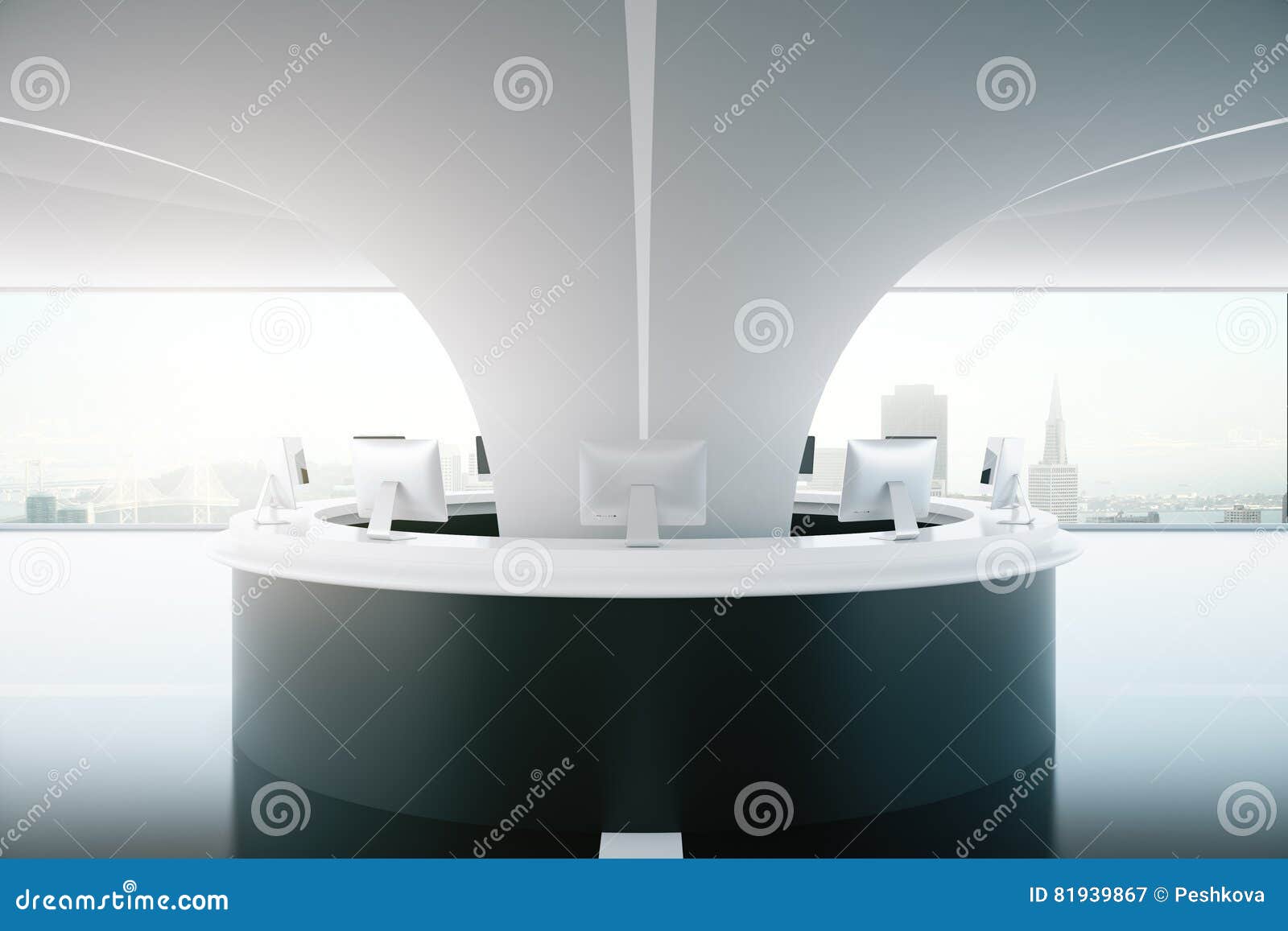 Circular Black Reception Desk Royalty-Free Stock Photo | CartoonDealer ...