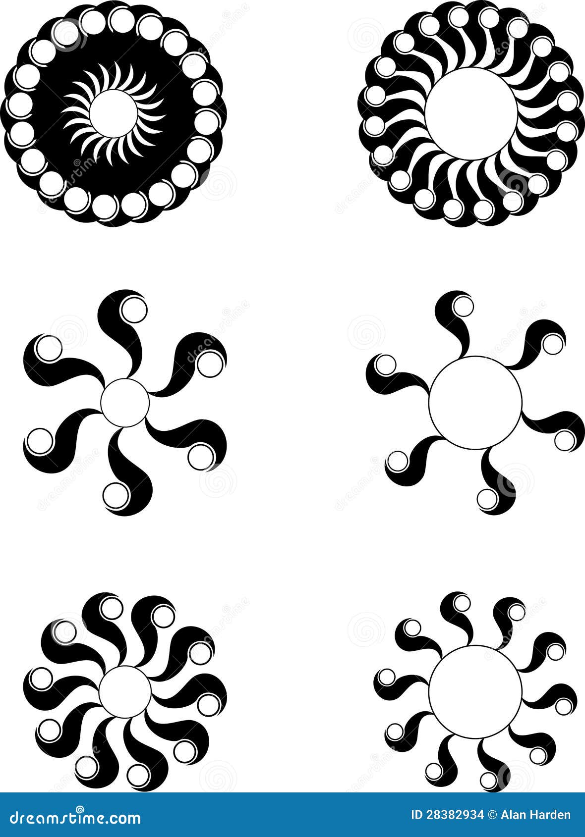 Circular Black and White Design Elements Stock Illustration ...