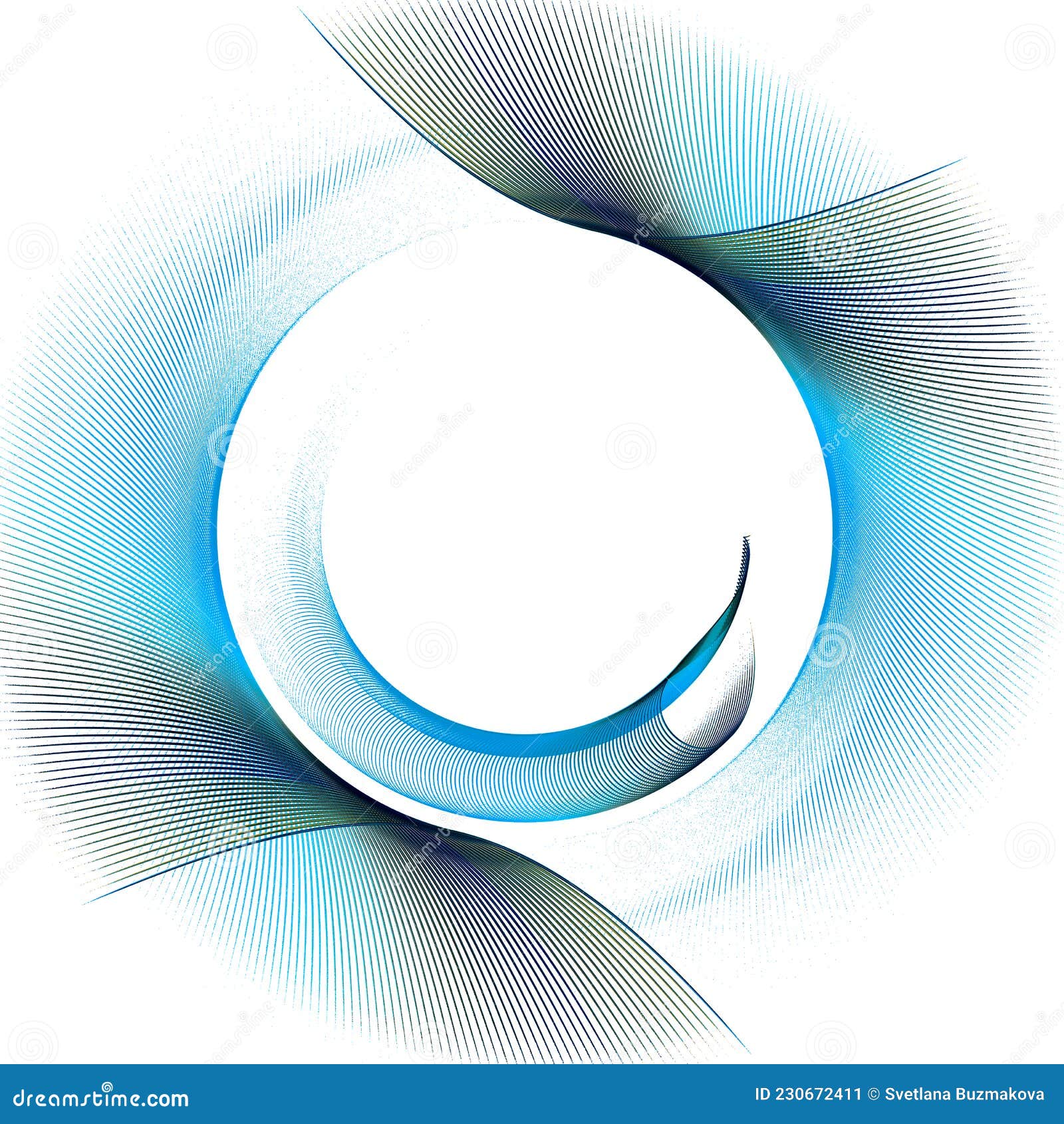 The Circular Blue Frame on a White Background is Formed by Curved ...