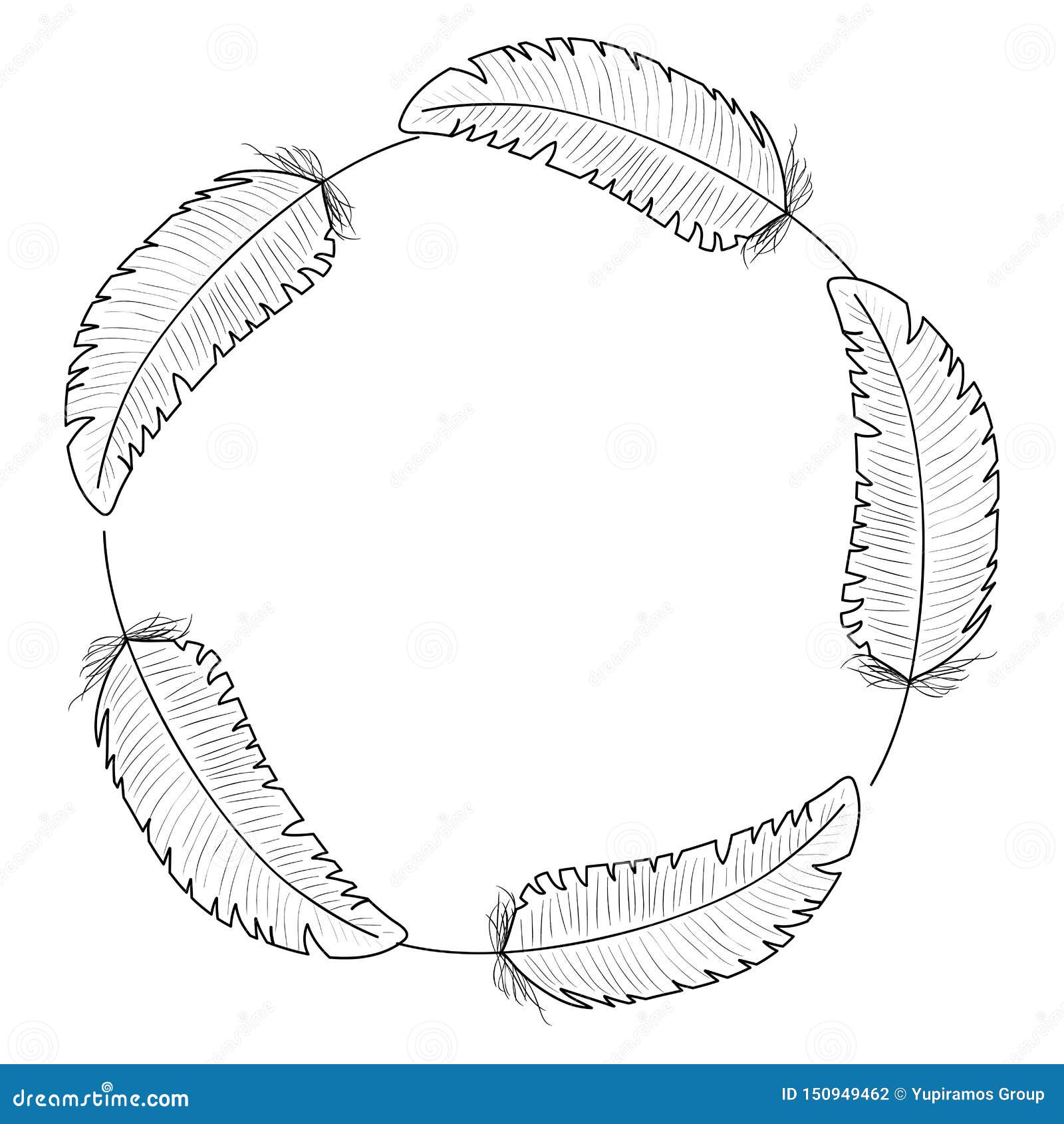 Circular Bohemian Frame with Feathers Stock Vector - Illustration of ...