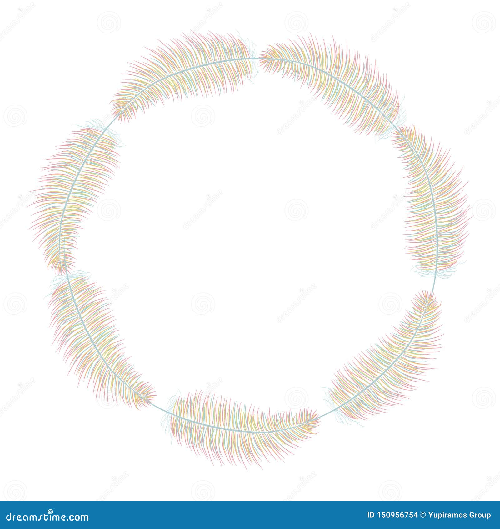 Circular Bohemian Frame with Feathers Stock Vector - Illustration of ...