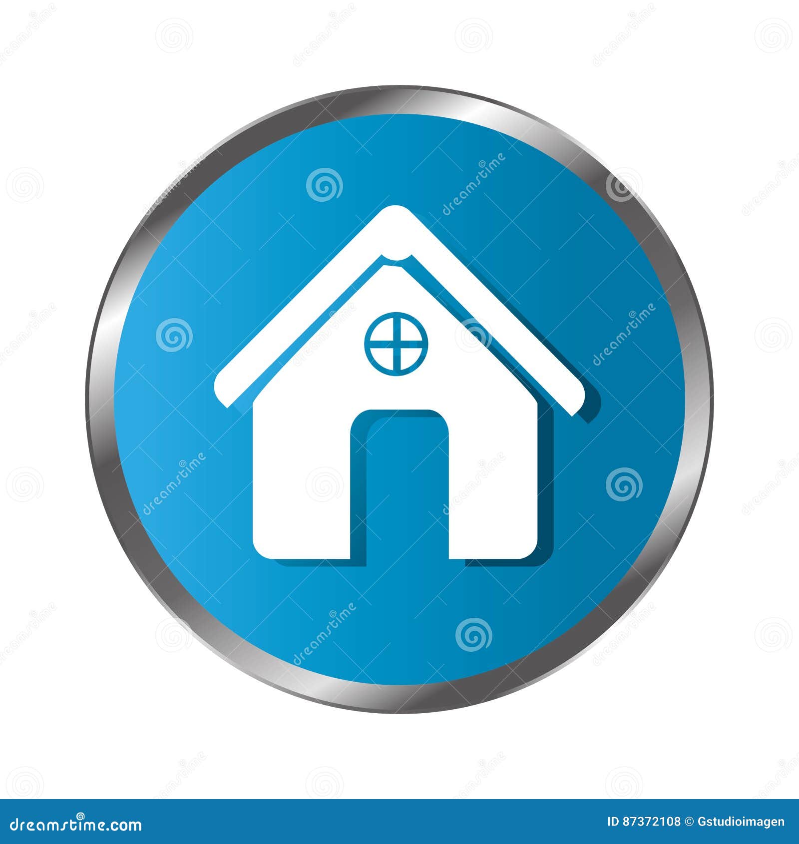 Circular Border Button Silhouette Simple Facade House Icon Design Stock ...
