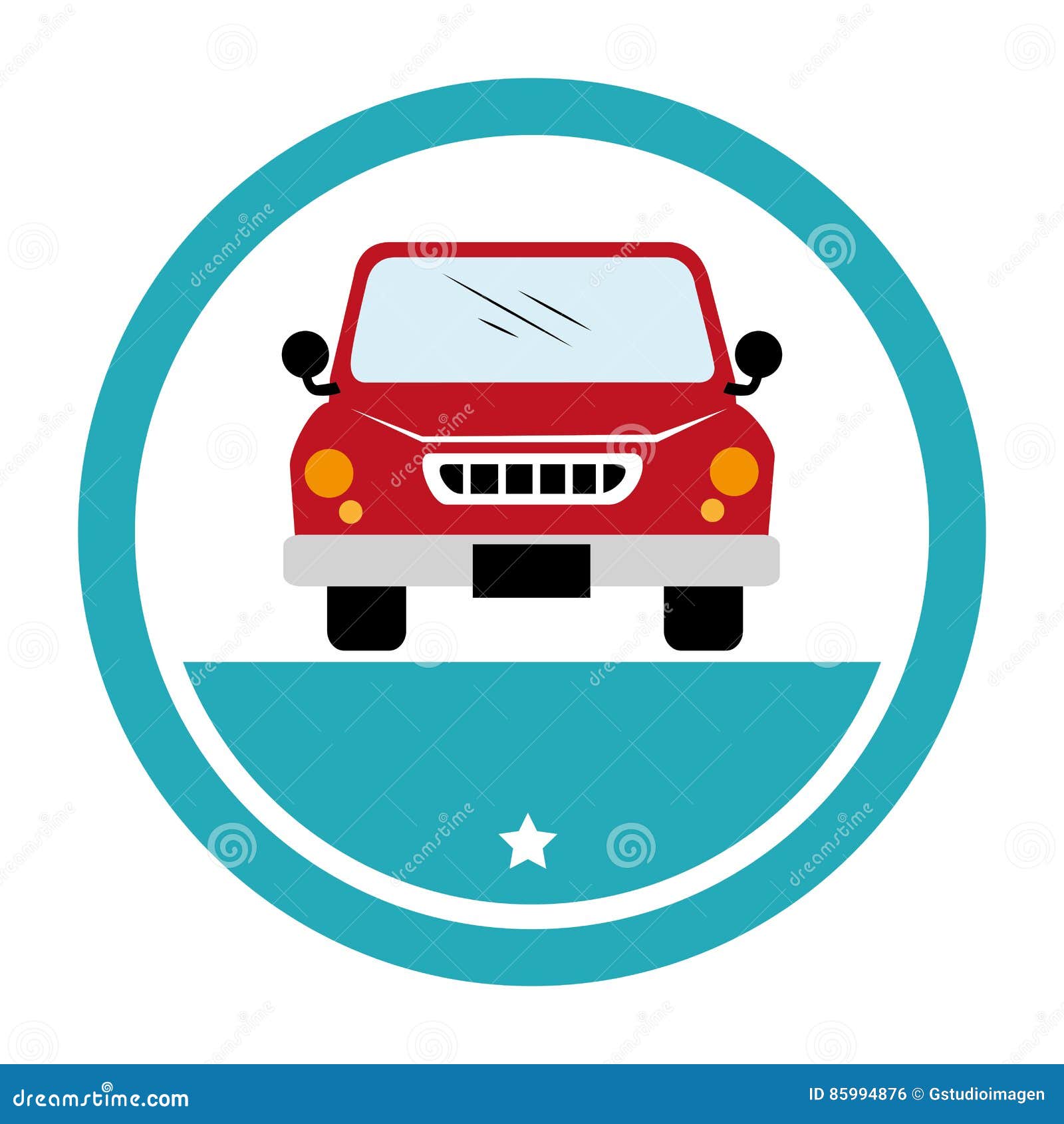 Circular Border with Front View Vehicle Stock Vector - Illustration of ...