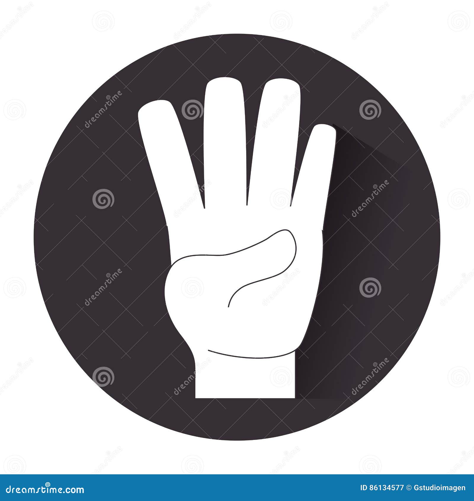 Circular Border with Hand in Shape Number Four Stock Vector ...
