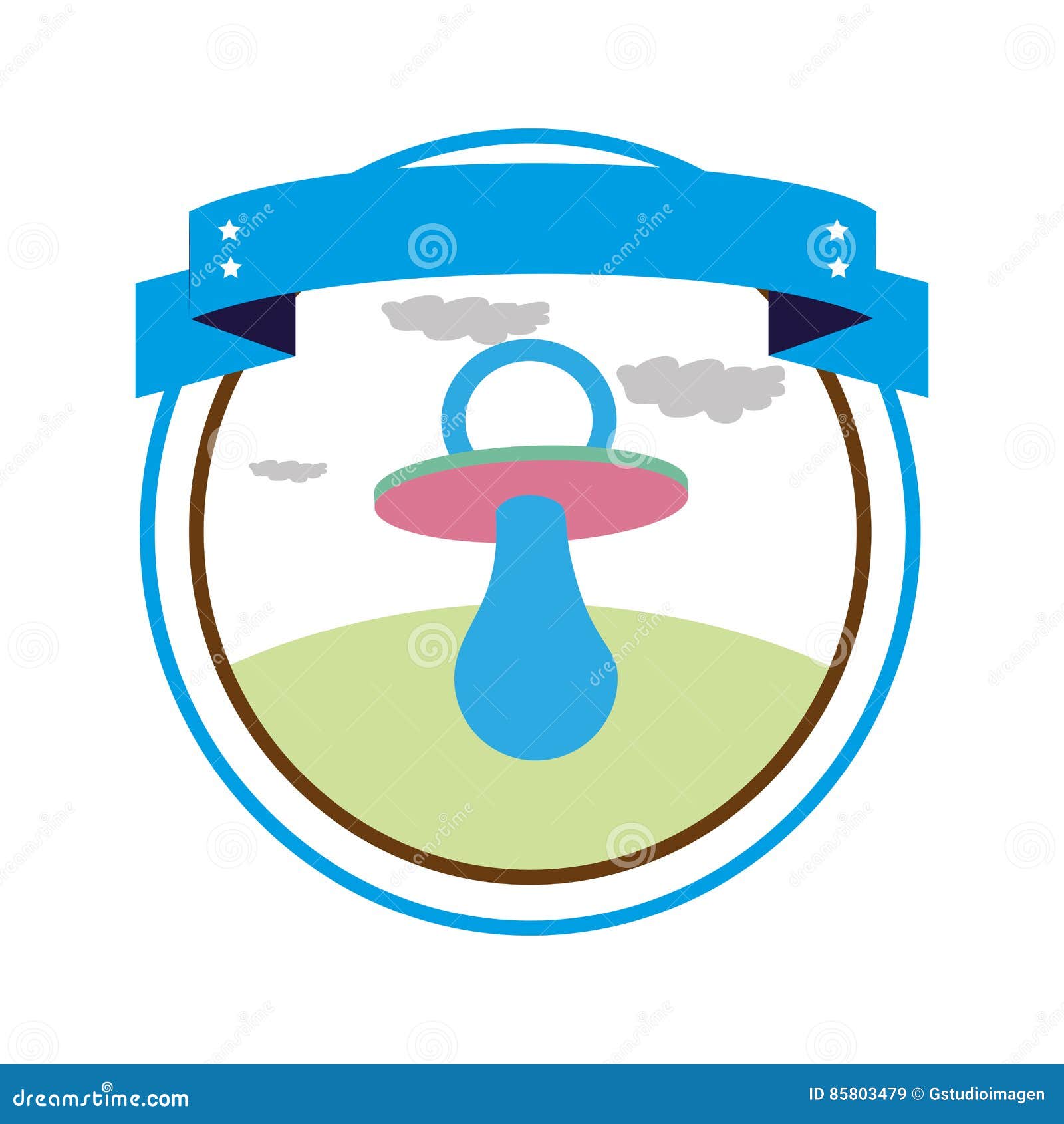 Circular Border with Label and Baby Pacifier with Rubber Soother Stock ...