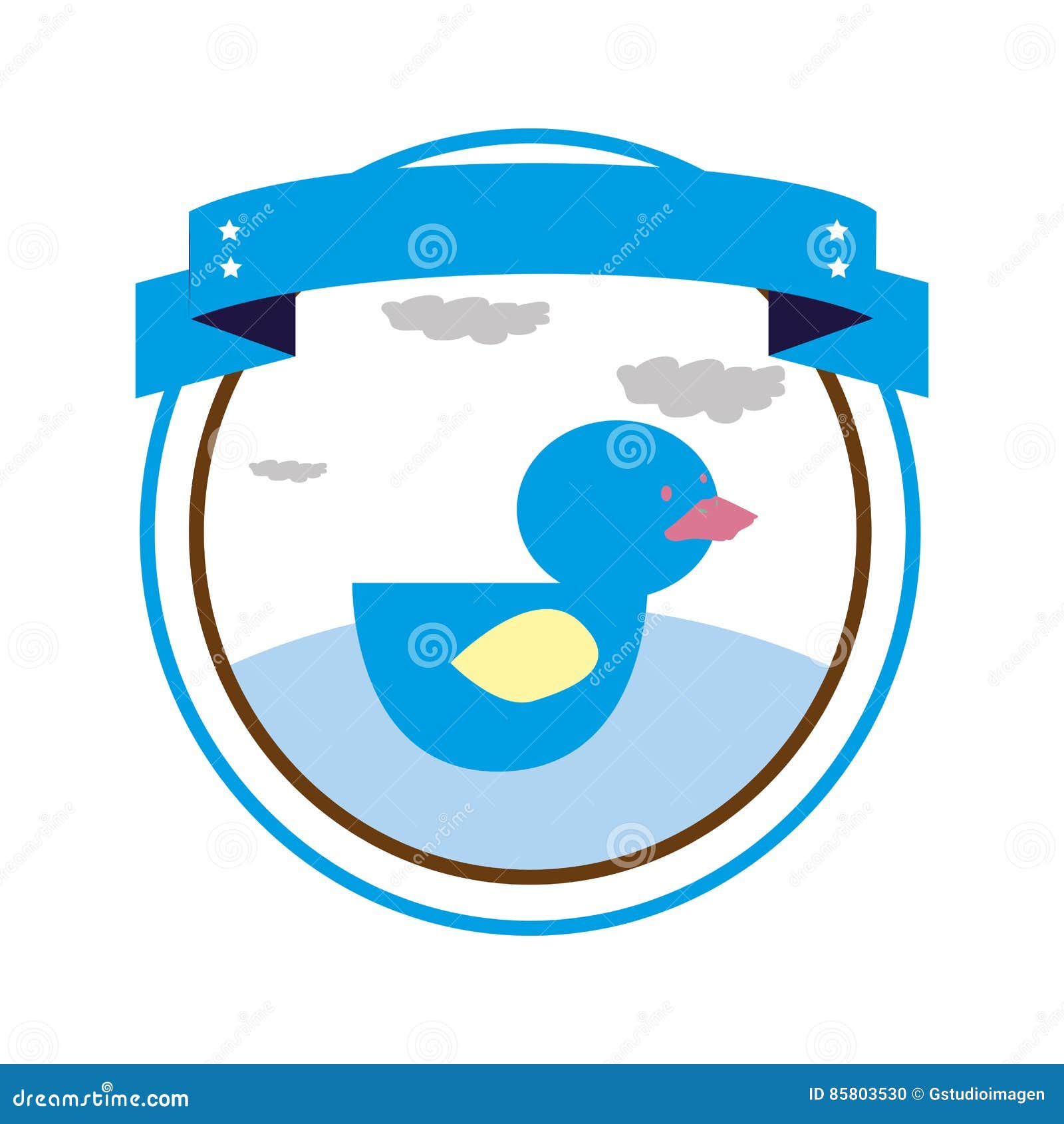 Circular Border with Label and Duck Toy Stock Vector - Illustration of ...