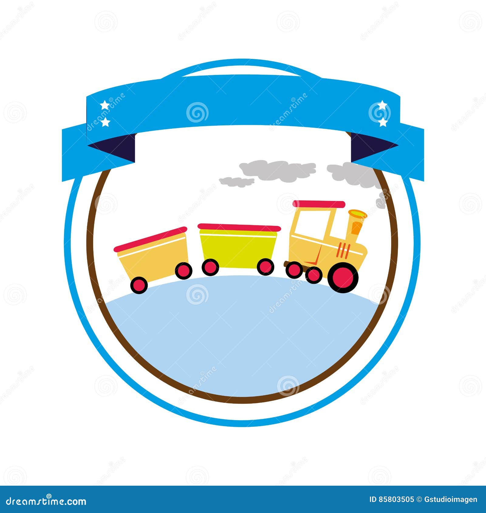Circular Border with Label and Train Toy Stock Vector - Illustration of ...