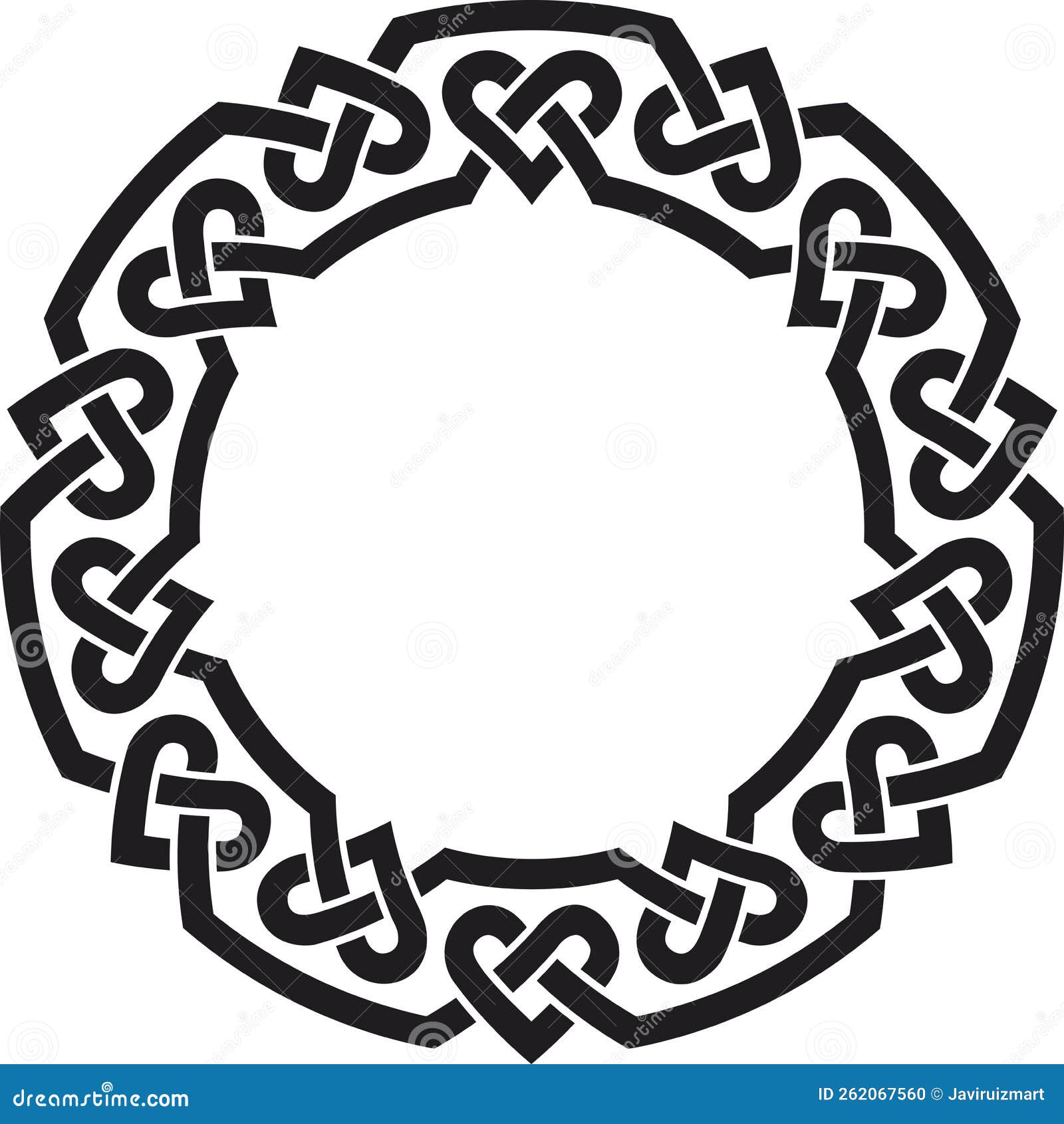Celtic Circular Frame with Hearts, Black Stock Photo - Illustration of ...