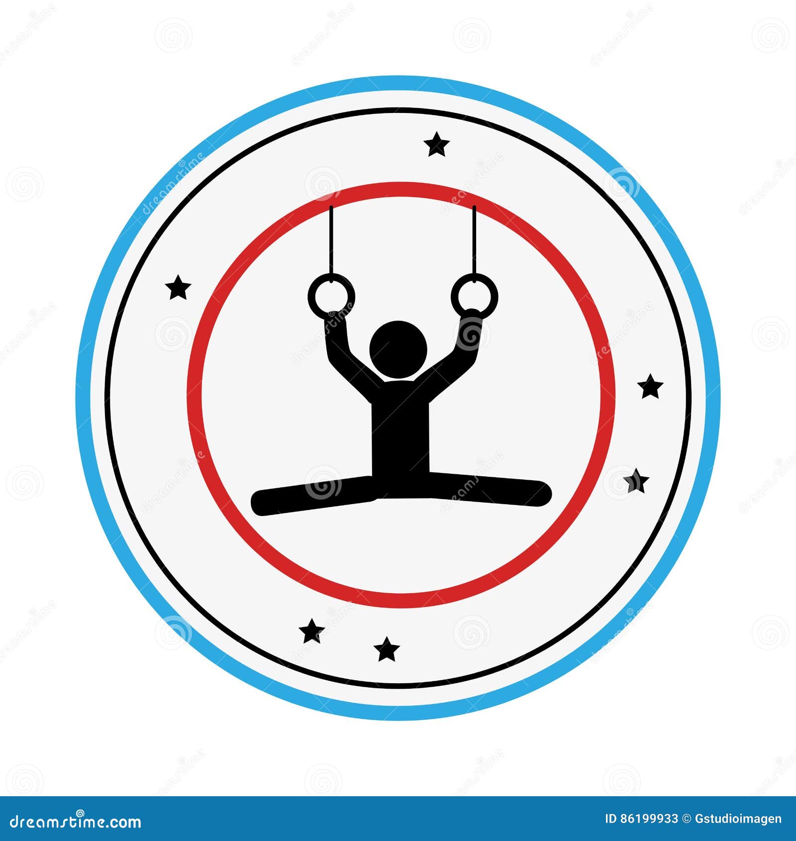 Circular Border with Monochrome Silhouette with Gymnast in Rings Stock ...
