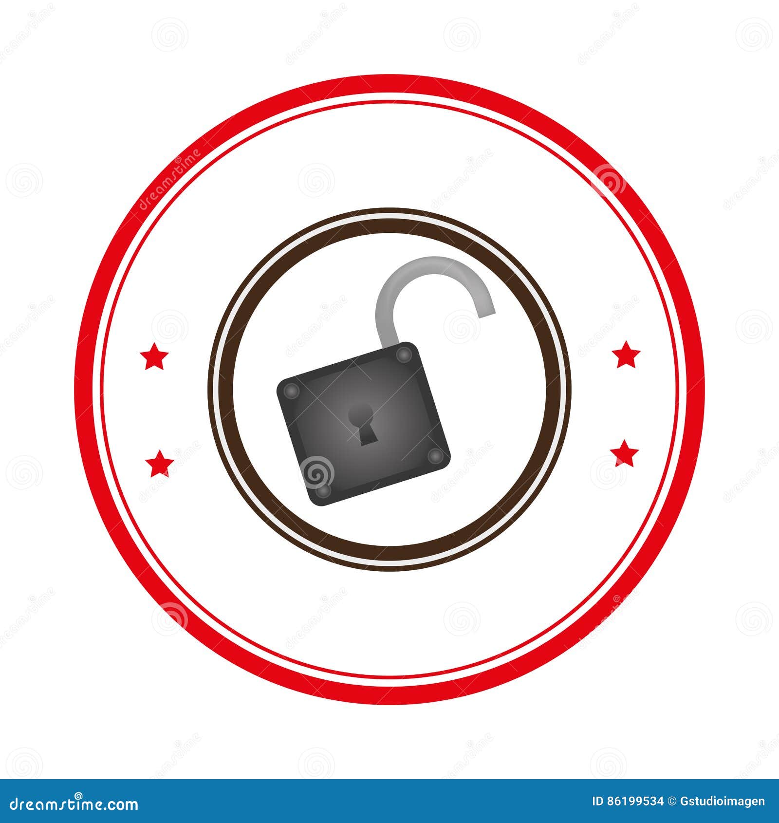 Circular Border with Open Padlock Stock Vector - Illustration of ...