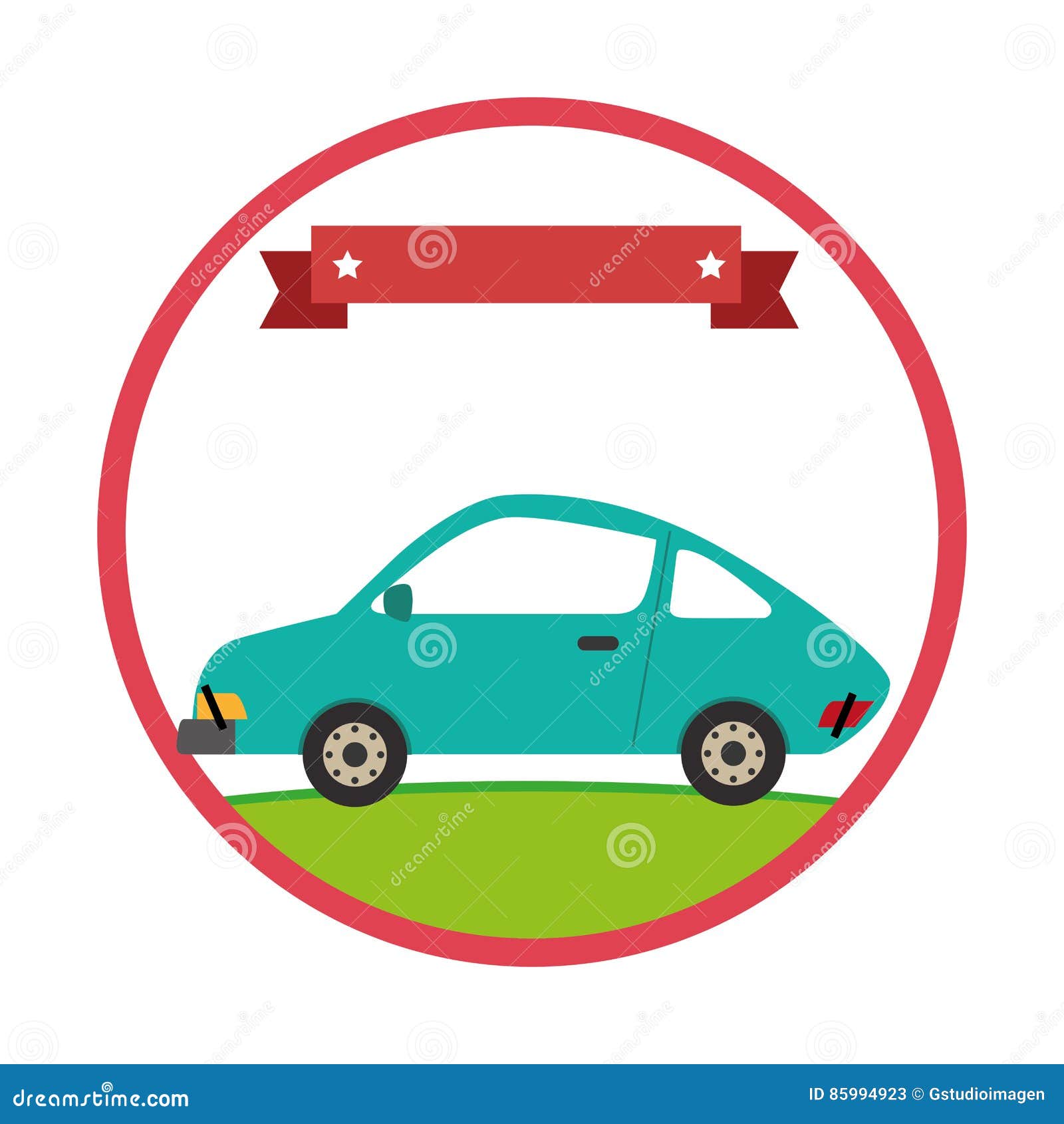 Circular Border with Side View Vehicle with Label Stock Vector ...