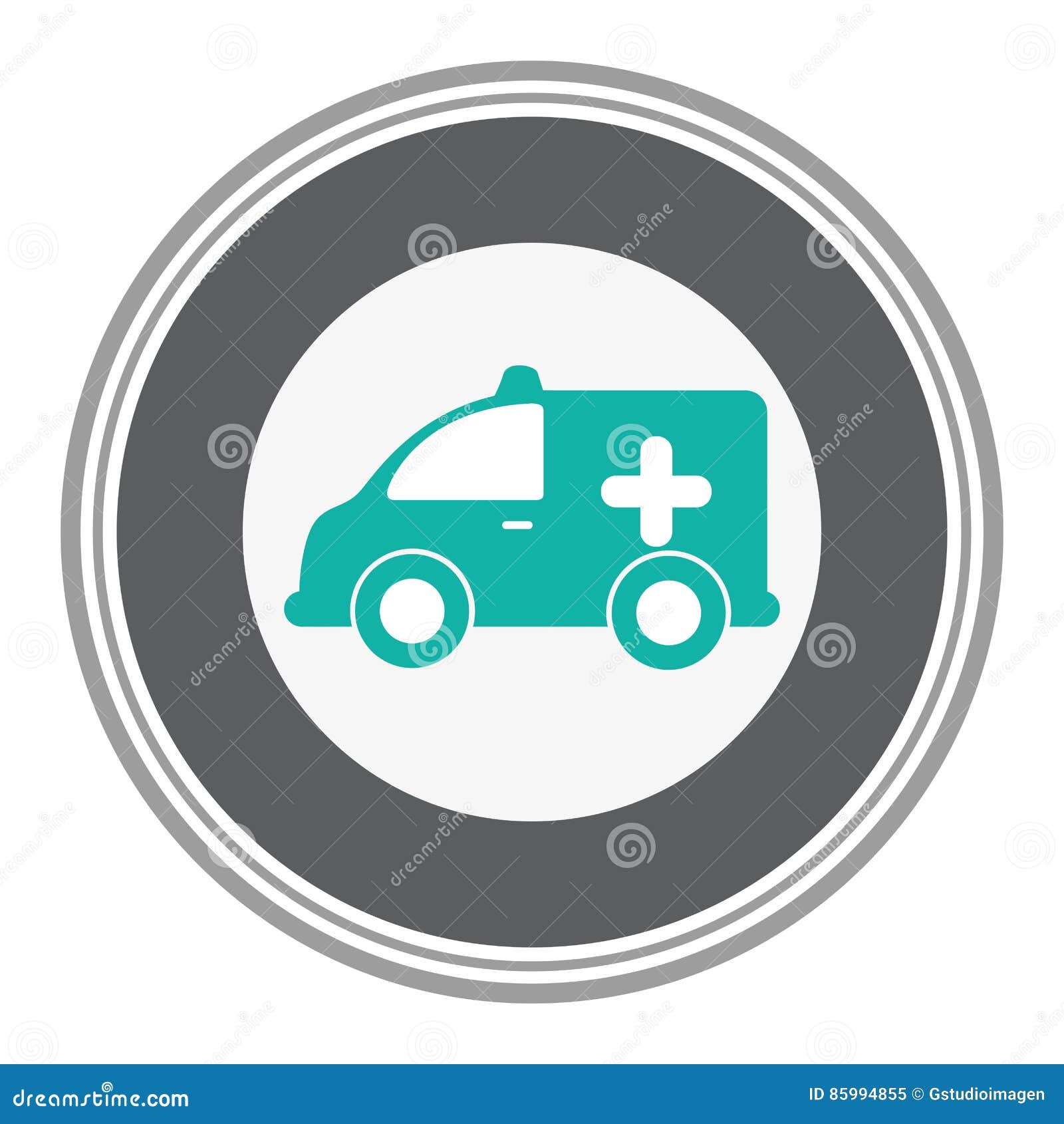 Circular Border with Silhouette Truck Ambulance Stock Vector ...