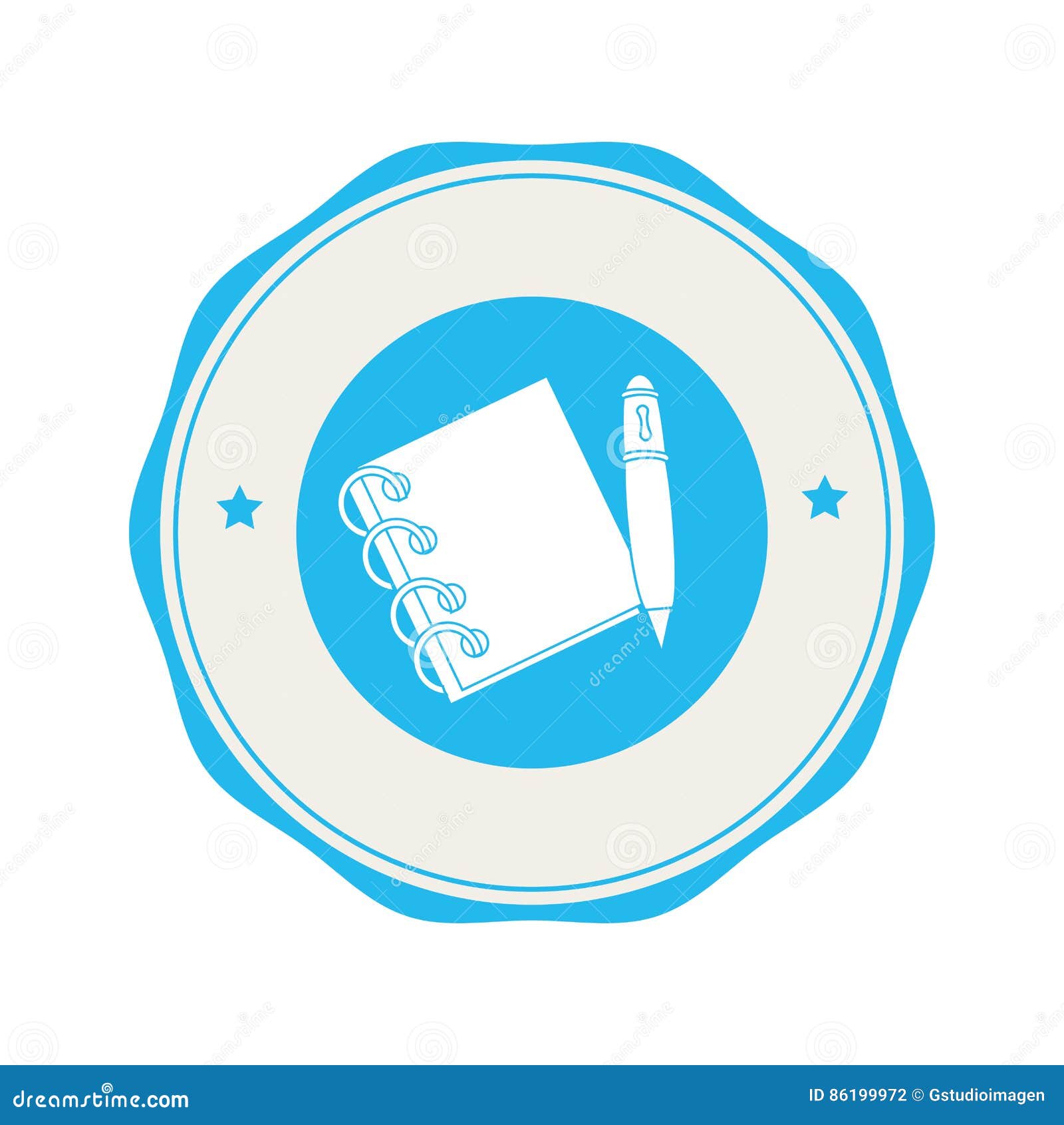 Circular Border with Spiral Notebook and Pen Stock Vector ...