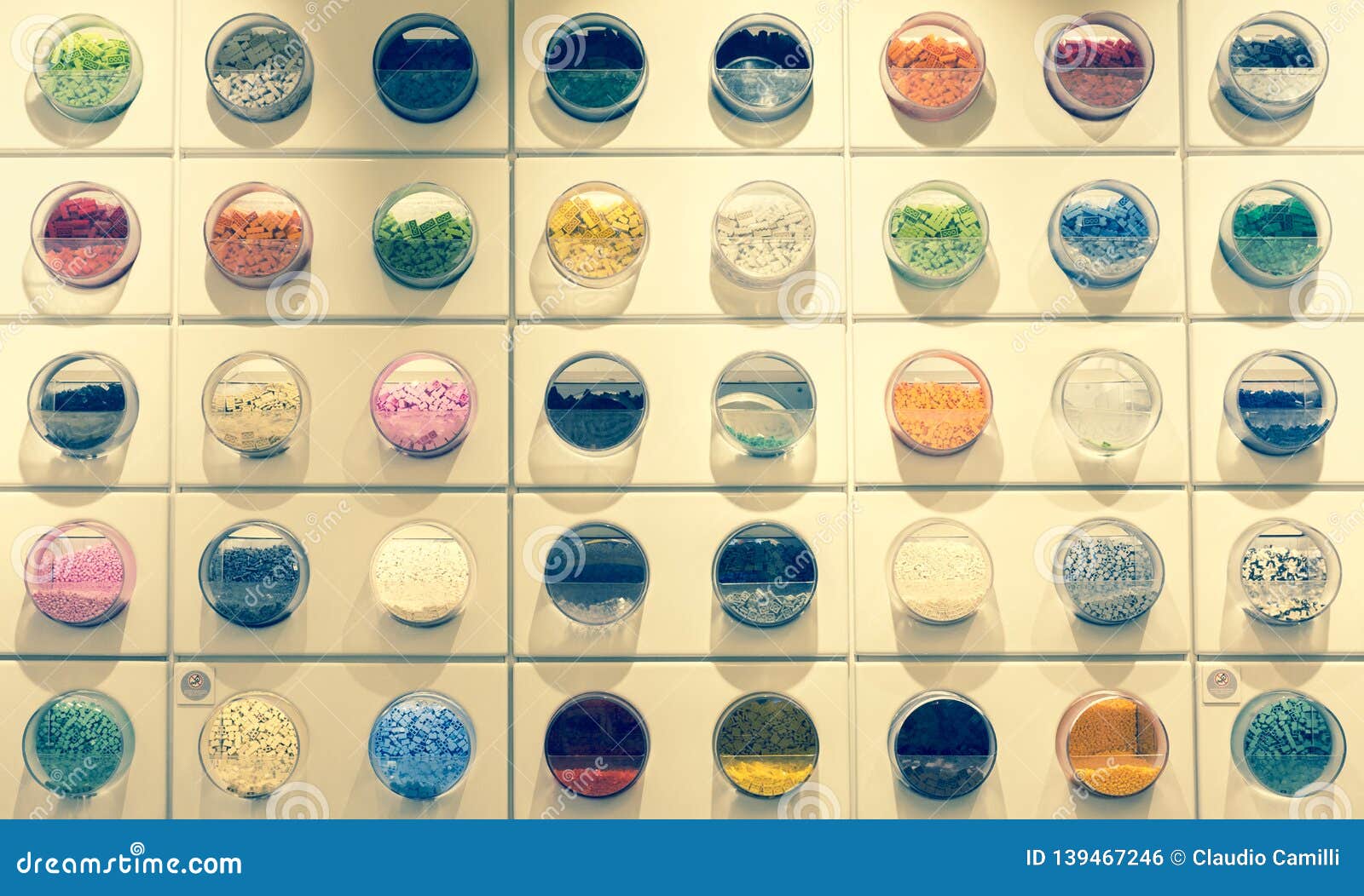 Circular Box with Colored Plastic Toy`s Stock Photo - Image of blue ...