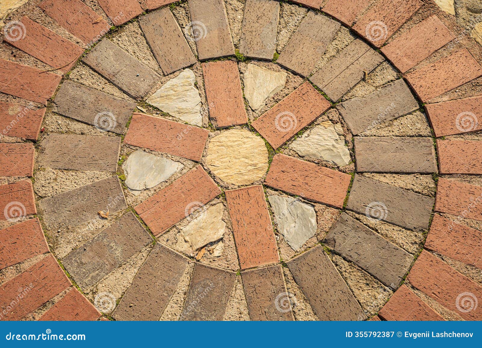 Circular Brick and Stone Mosaic with Concentric Patterns Stock Image ...